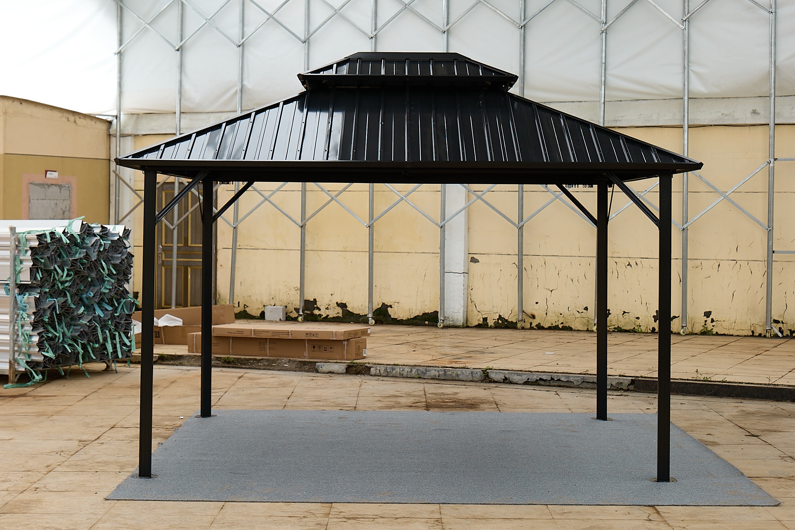 LOVMOR 10x10 FT Steel Outdoor Patio Gazebo Hardtop Galvanized Steel ...