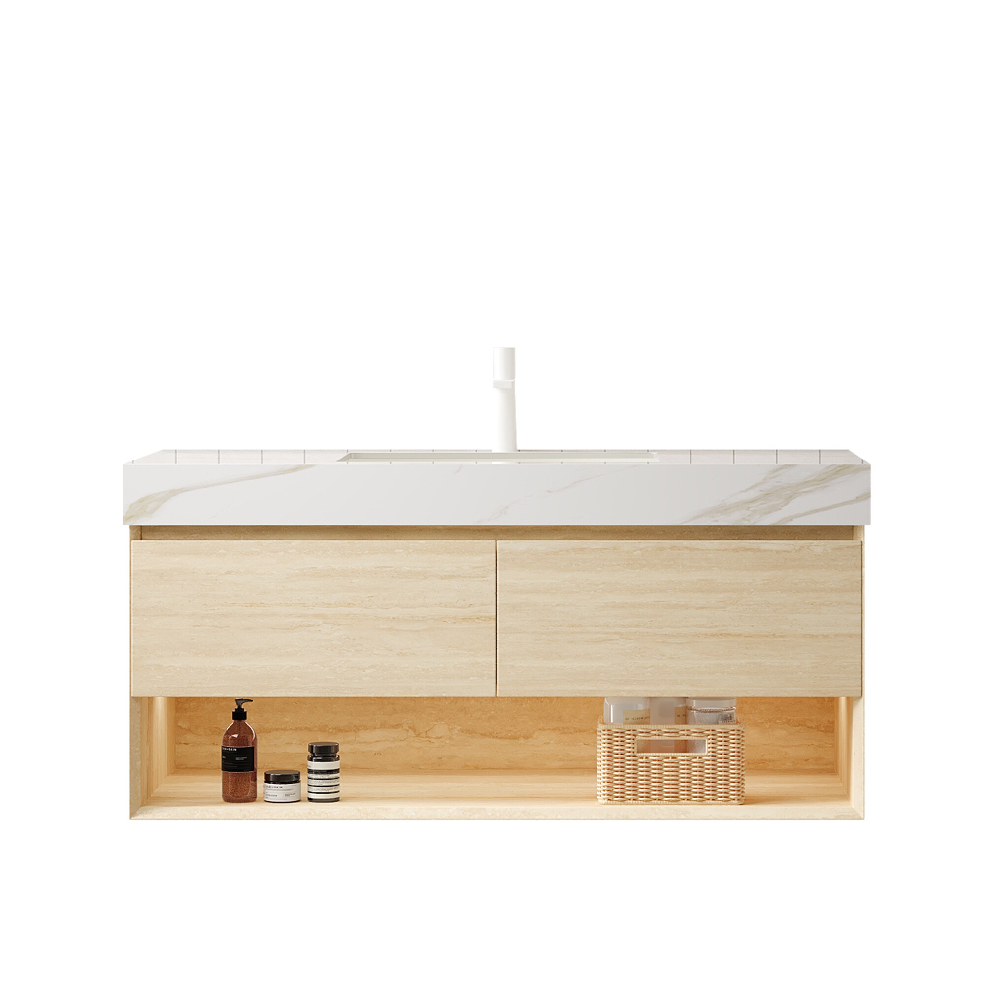 Tahanbath 48 inches Bathroom Vanity Sink Floating Plywood Storage ...