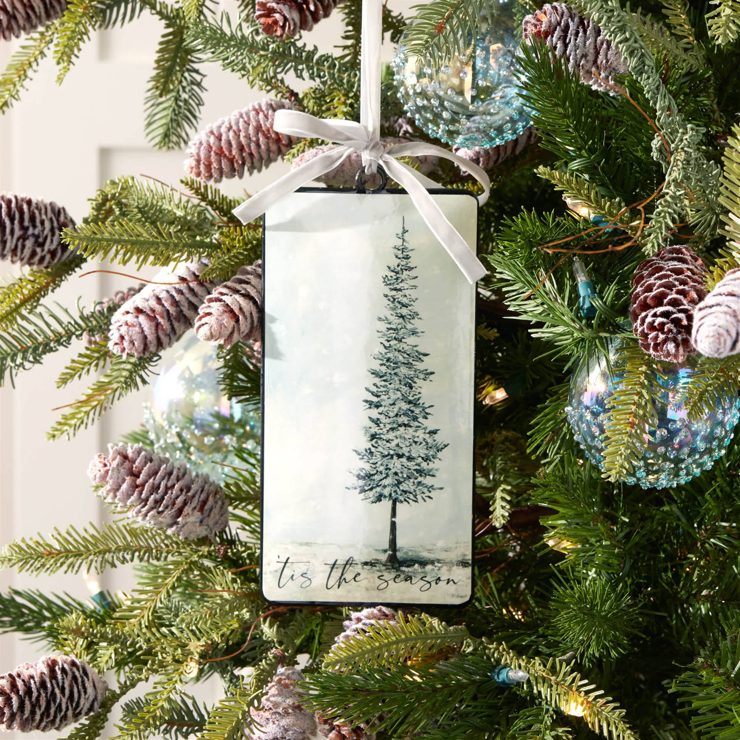 Melrose International Tis the Season Pine Tree Ornament (Set of 12) in ...