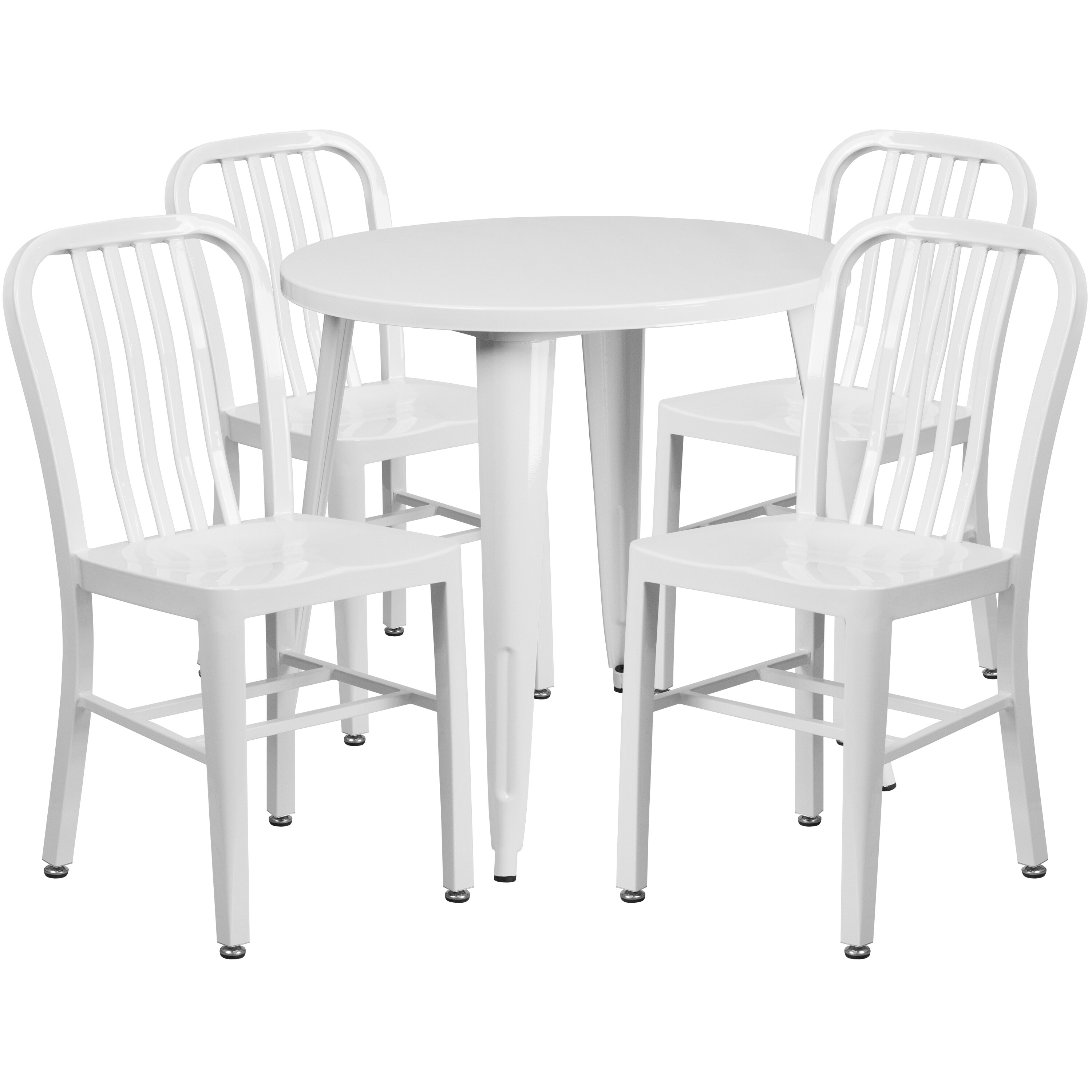 Emma + Oliver Commercial Grade 30-in Round White Metal Table Set-4 ...