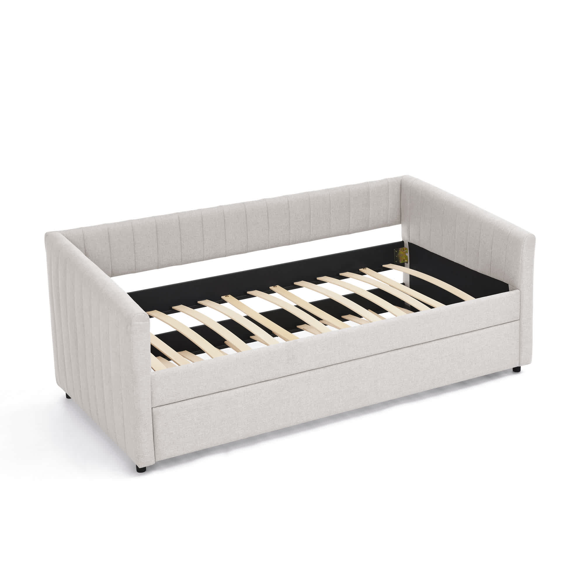 Vynxaria Twin Size Upholstered Daybed with Trundle Vertical Stripes ...