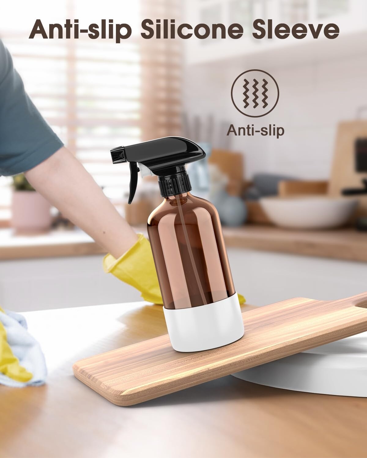 Oyezvary Amber Glass Spray Bottle Set with Silicone Sleeve UV ...