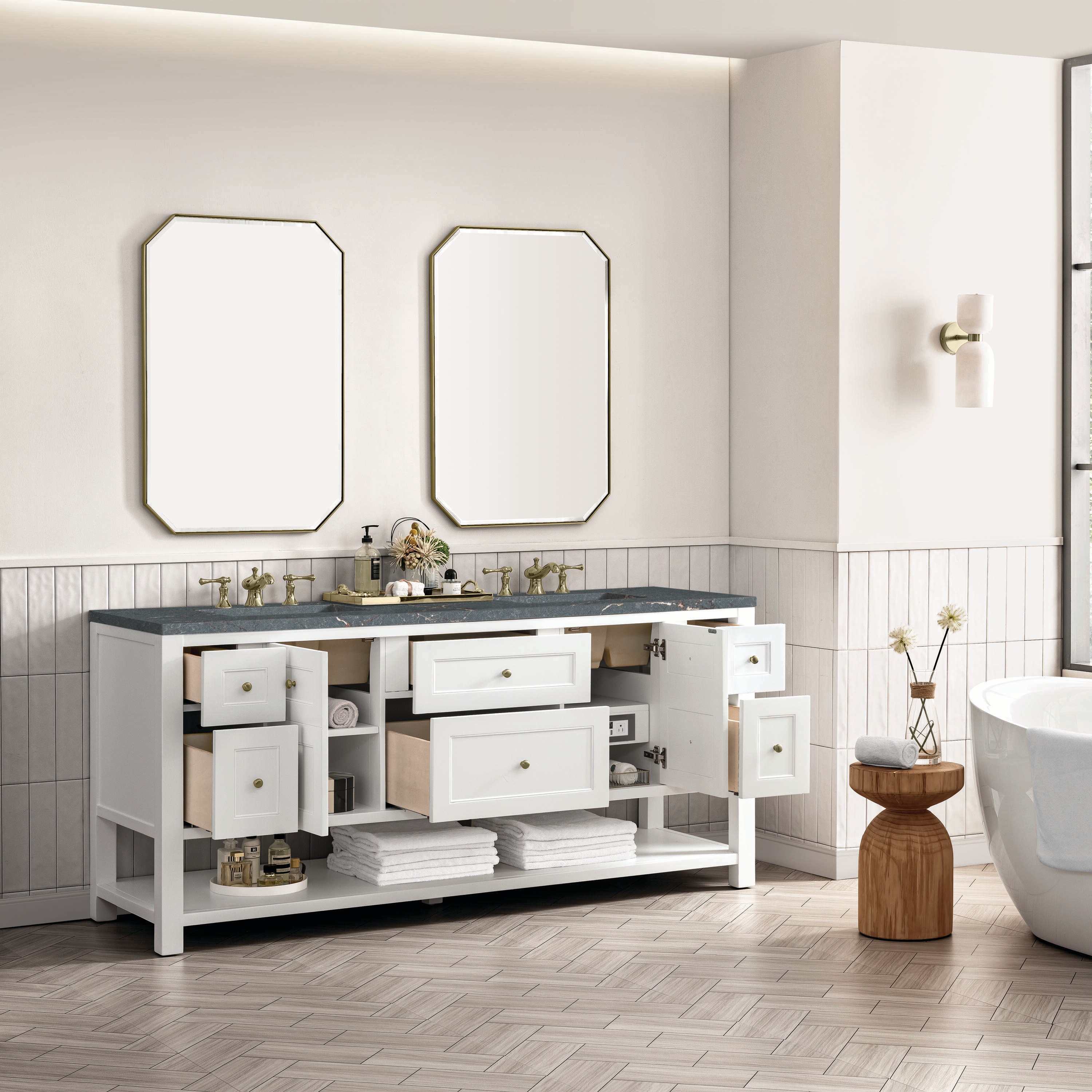James Martin Vanities Breckenridge 72-in Bright White Undermount Double ...