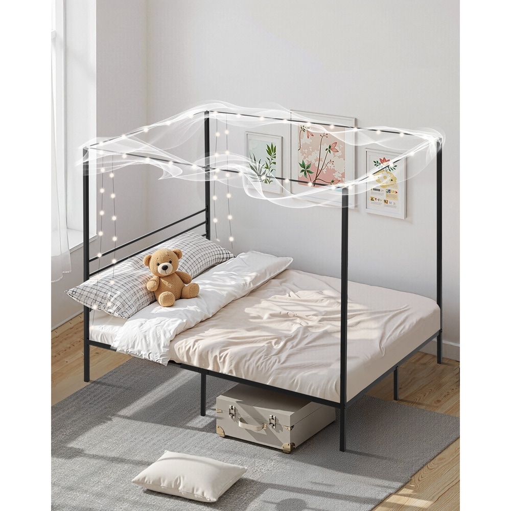 GIVIMO Full Size Black Metal Canopy Bed Frame Four Poster Design Heavy ...
