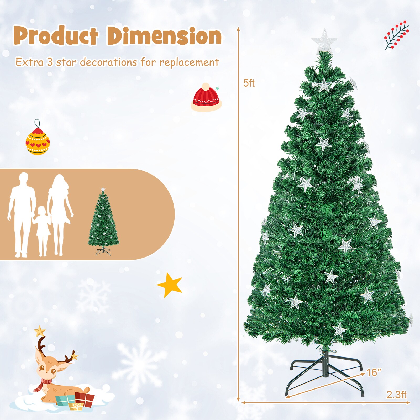 LIVIZA 5-ft Pre-lit Artificial Christmas Tree with Yellow LED Lights in ...