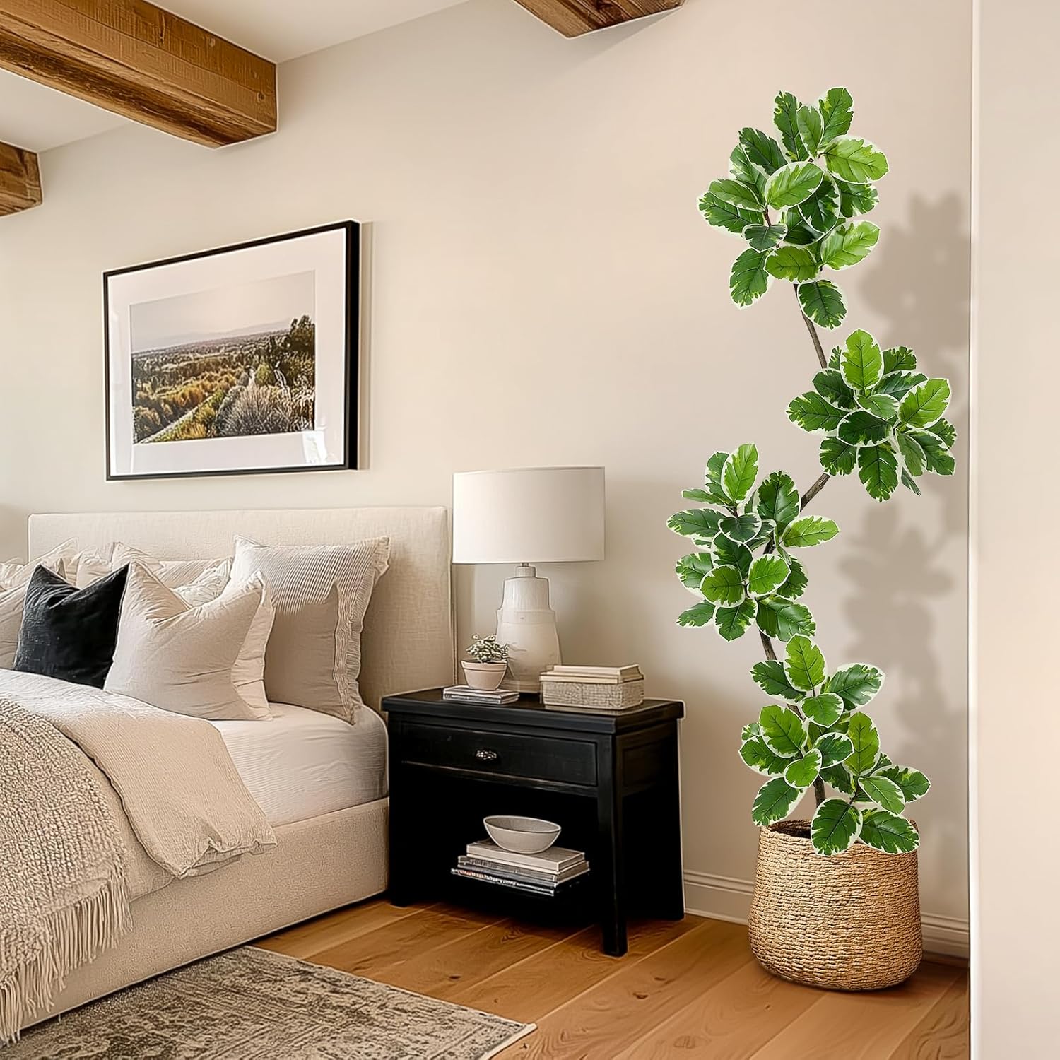 Der Rose Artificial Fiddle Fig Tree with White Pot for Indoor and ...