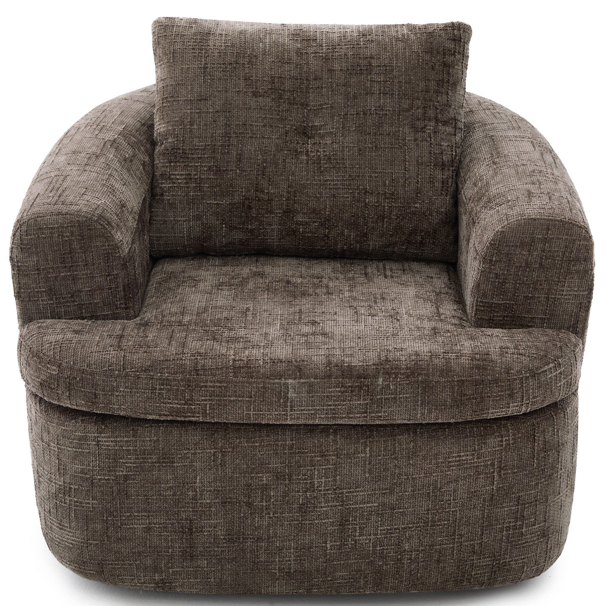 Bybafun 36.6-in W Casual Brown Chenille Swivel Barrel Armchair in the ...