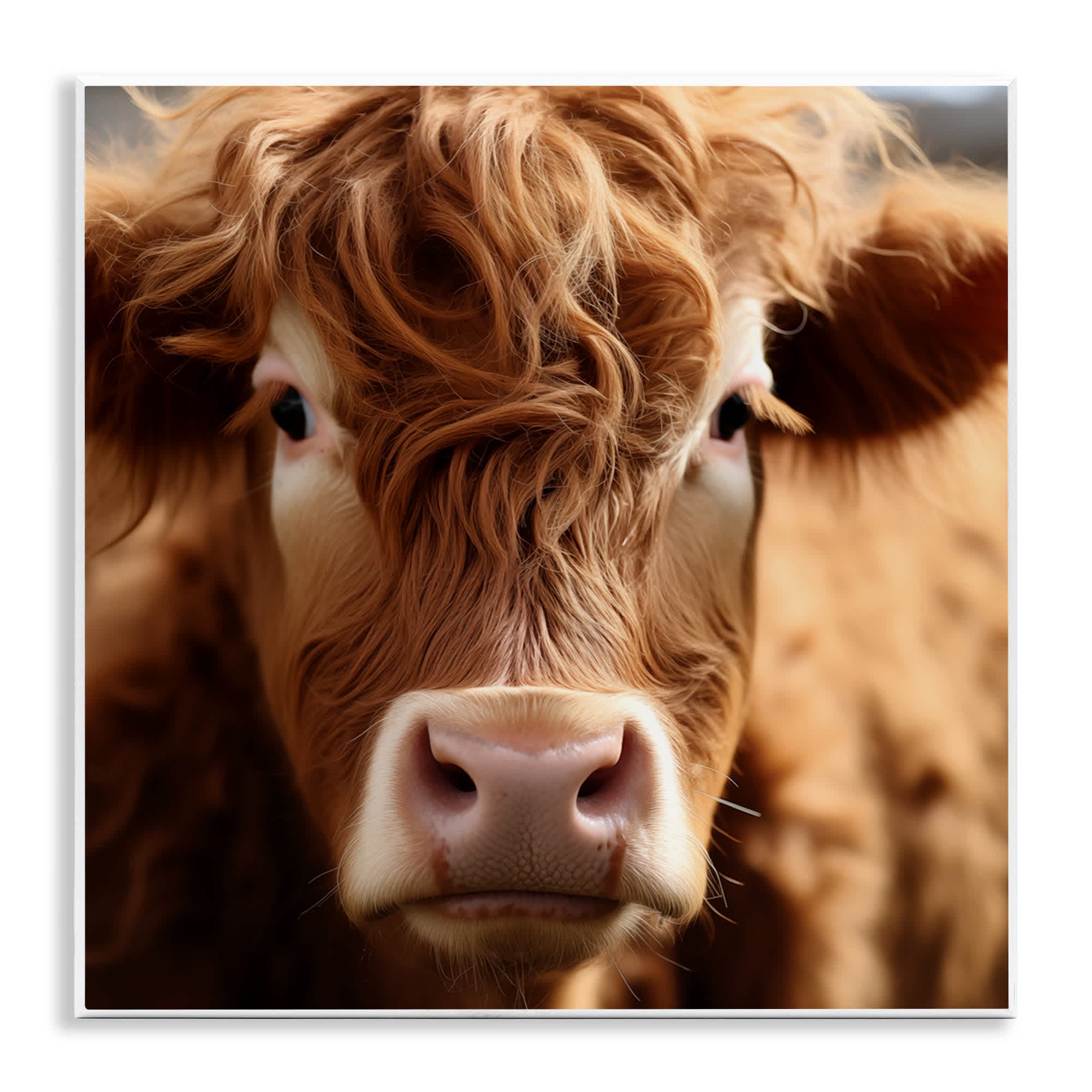 Stupell Industries Close Up Furry Cow Portrait Wall Plaque Art By Heidi ...