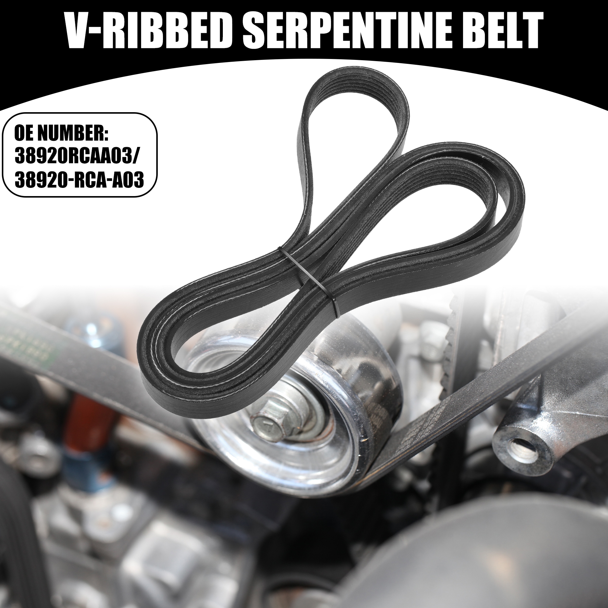 Unique Bargains V-Ribbed Serpentine Belt No.38920RCAA03 - Car ...