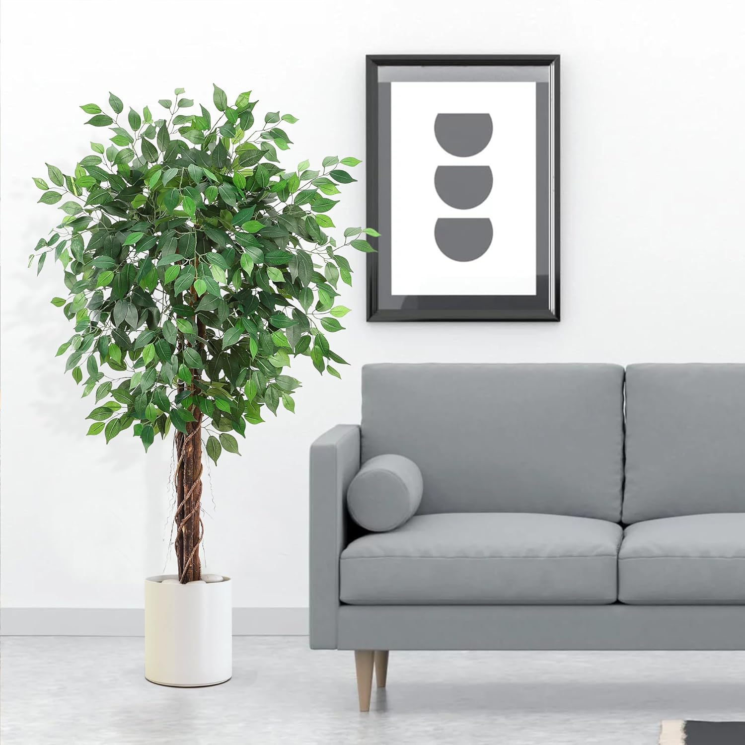 Garvee 5 ft Tall Fake Ficus Silk Tree Natural Wood Trunk Plastic ...