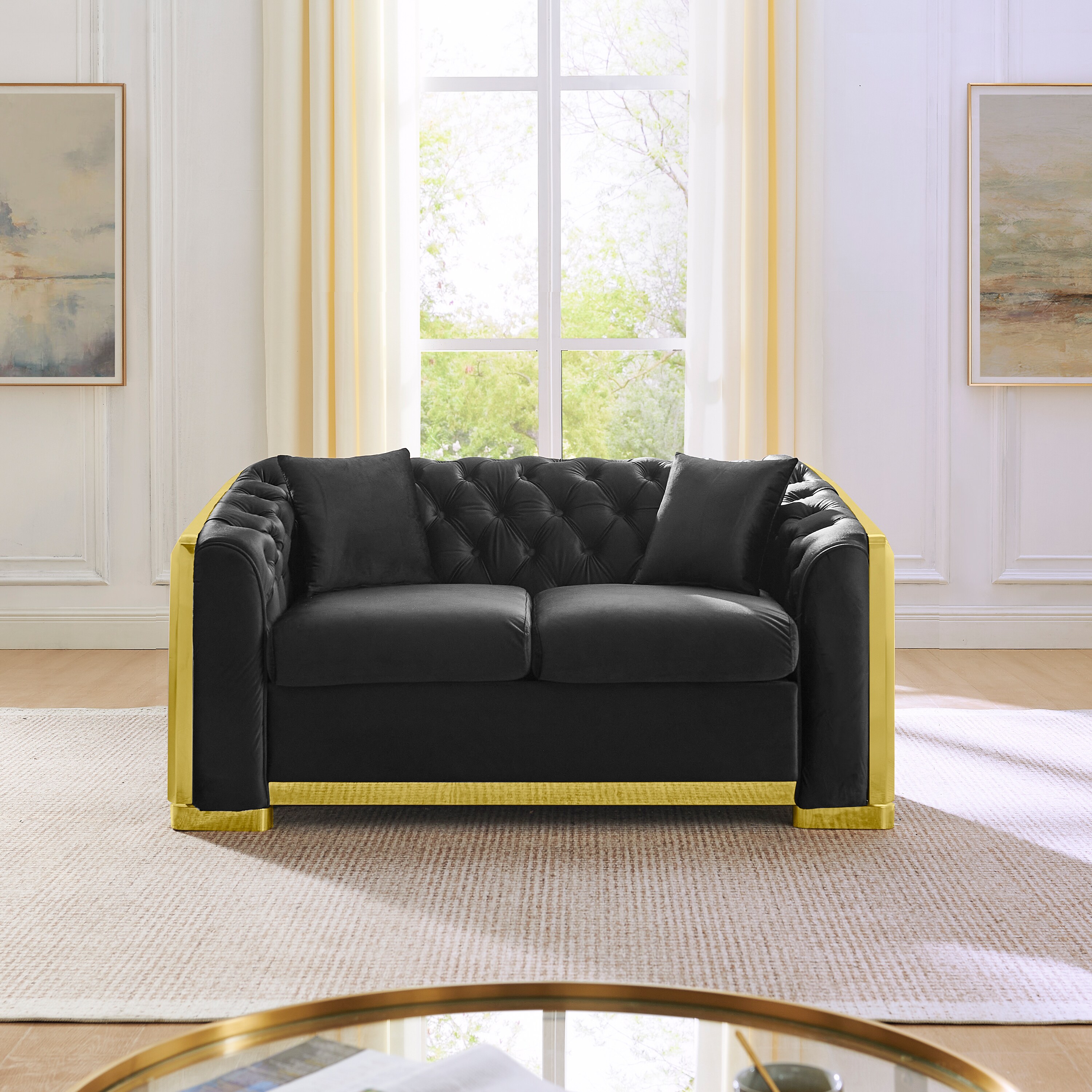 LUXEYARD 2 Piece Mid Century Modern Velvet Luxury Couches for Living ...