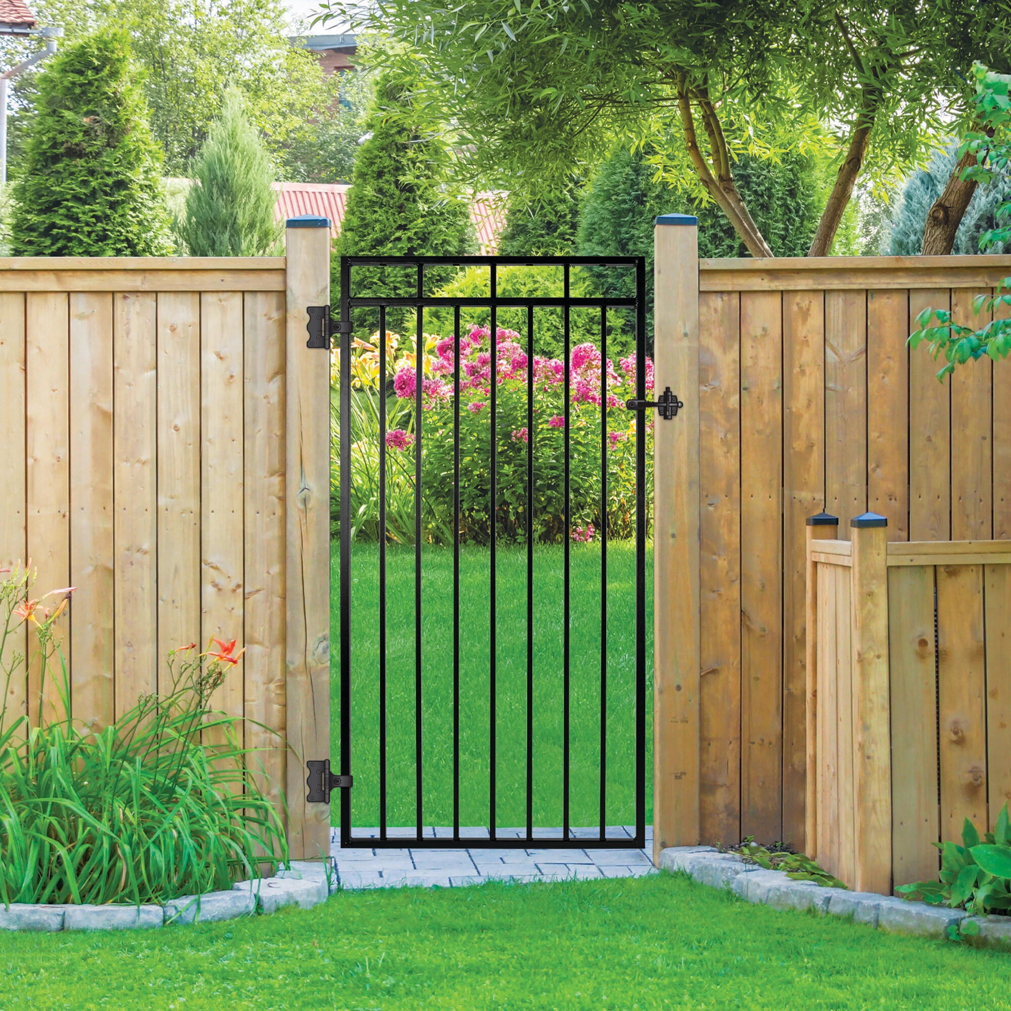 Nuvo Iron Benitoite 5-3/5-ft H x 2-3/4-ft W Textured Black Powder ...