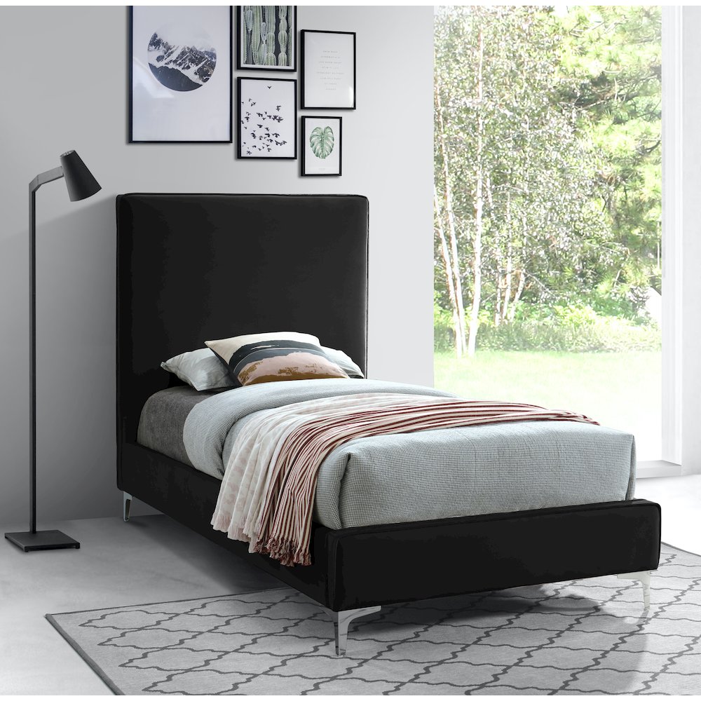 Meridian Geri Black Velvet Twin Bed in the Beds department at Lowes.com