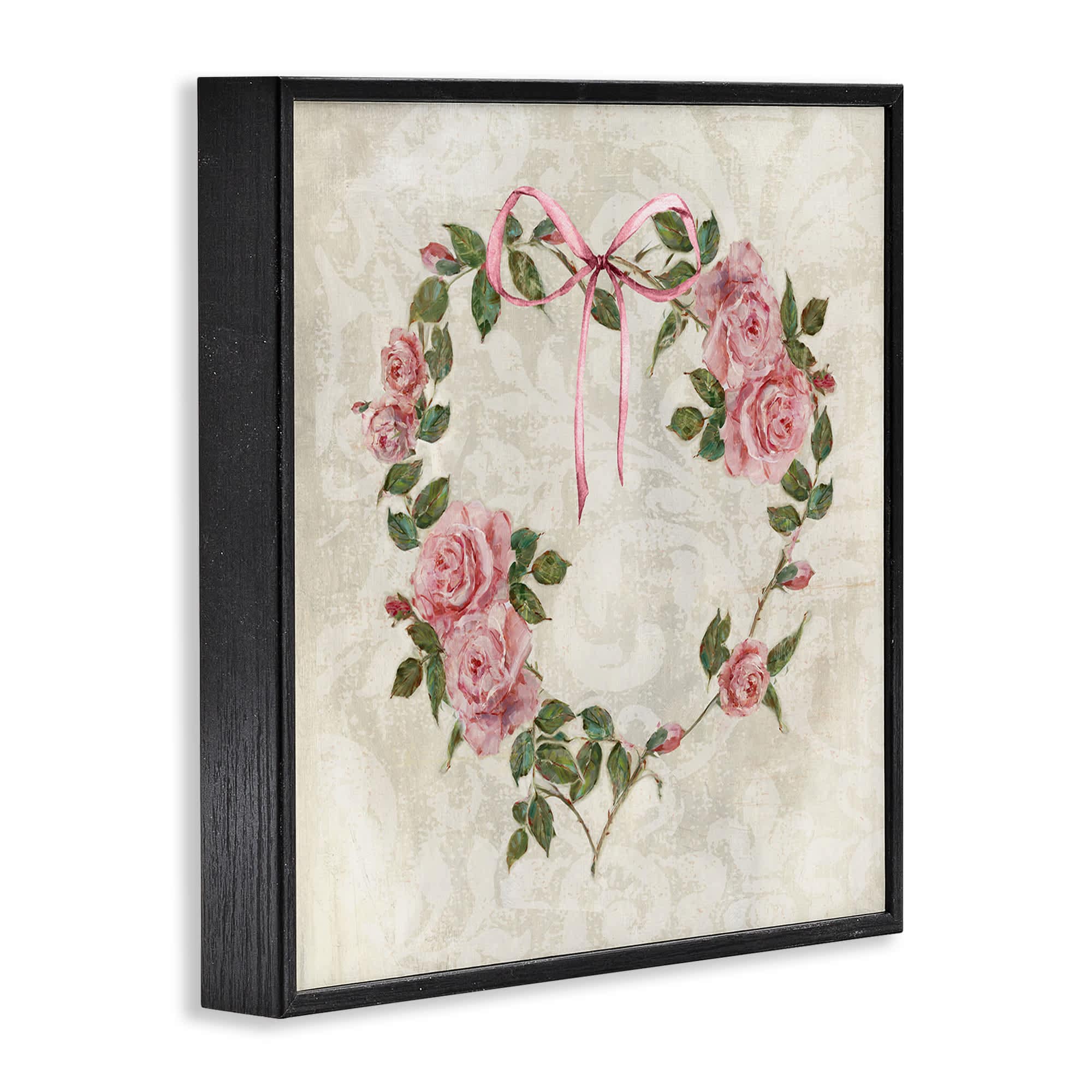 Stupell Industries Garden Heart Wreath Black Framed Giclee Art By Sally ...
