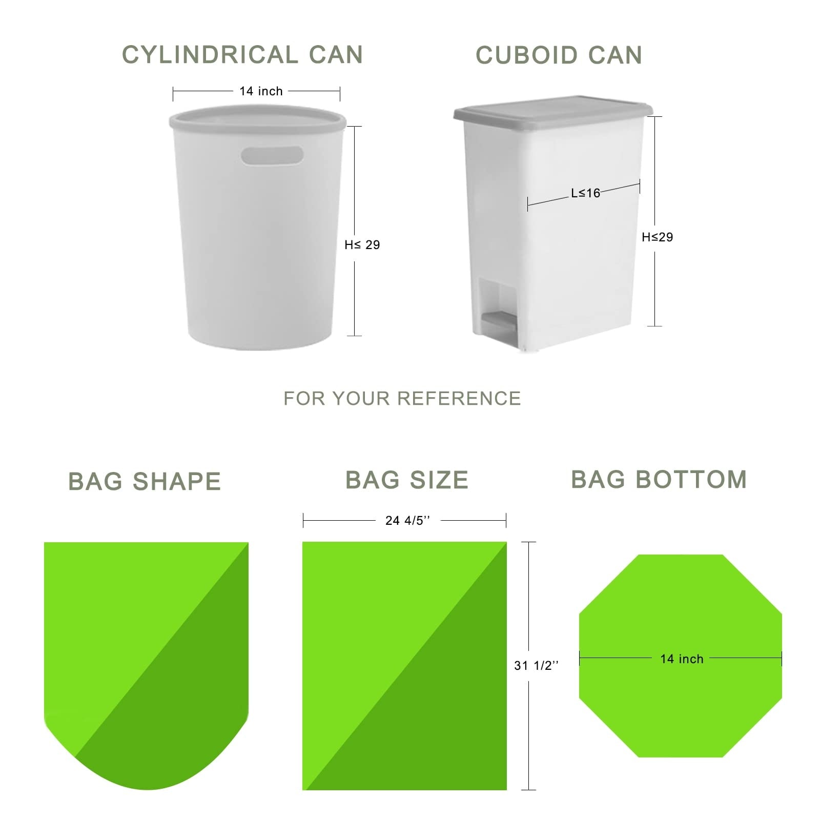 Oyezvary 13 Gallon Tall Kitchen Trash Bags Biodegradable Unscented Leak ...