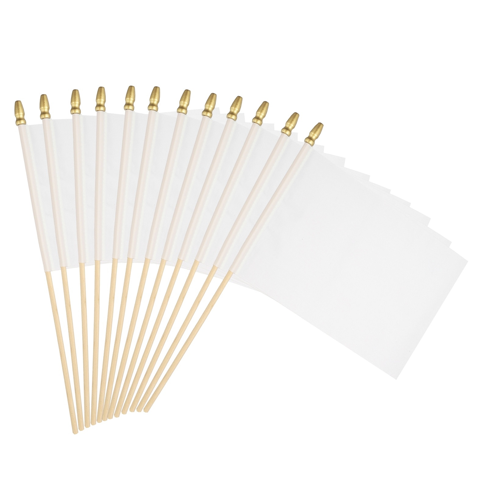PATIKIL 8x3 Inch White Blank Stick Flag 12Pcs Wooden Pole Handheld ...