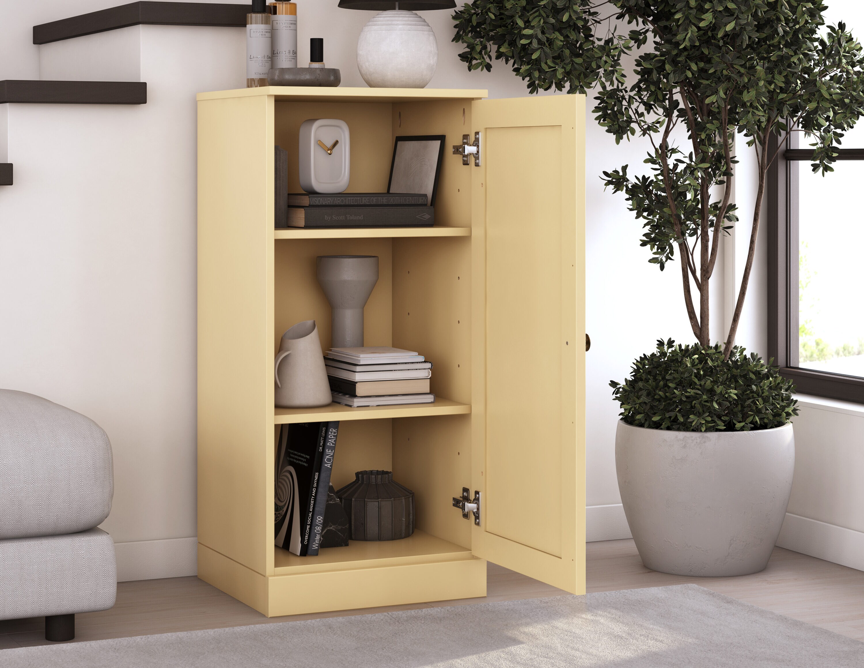 Palace Imports 16.5-in W Solid Wood Short Narrow Raised Panel 3-Shelf ...