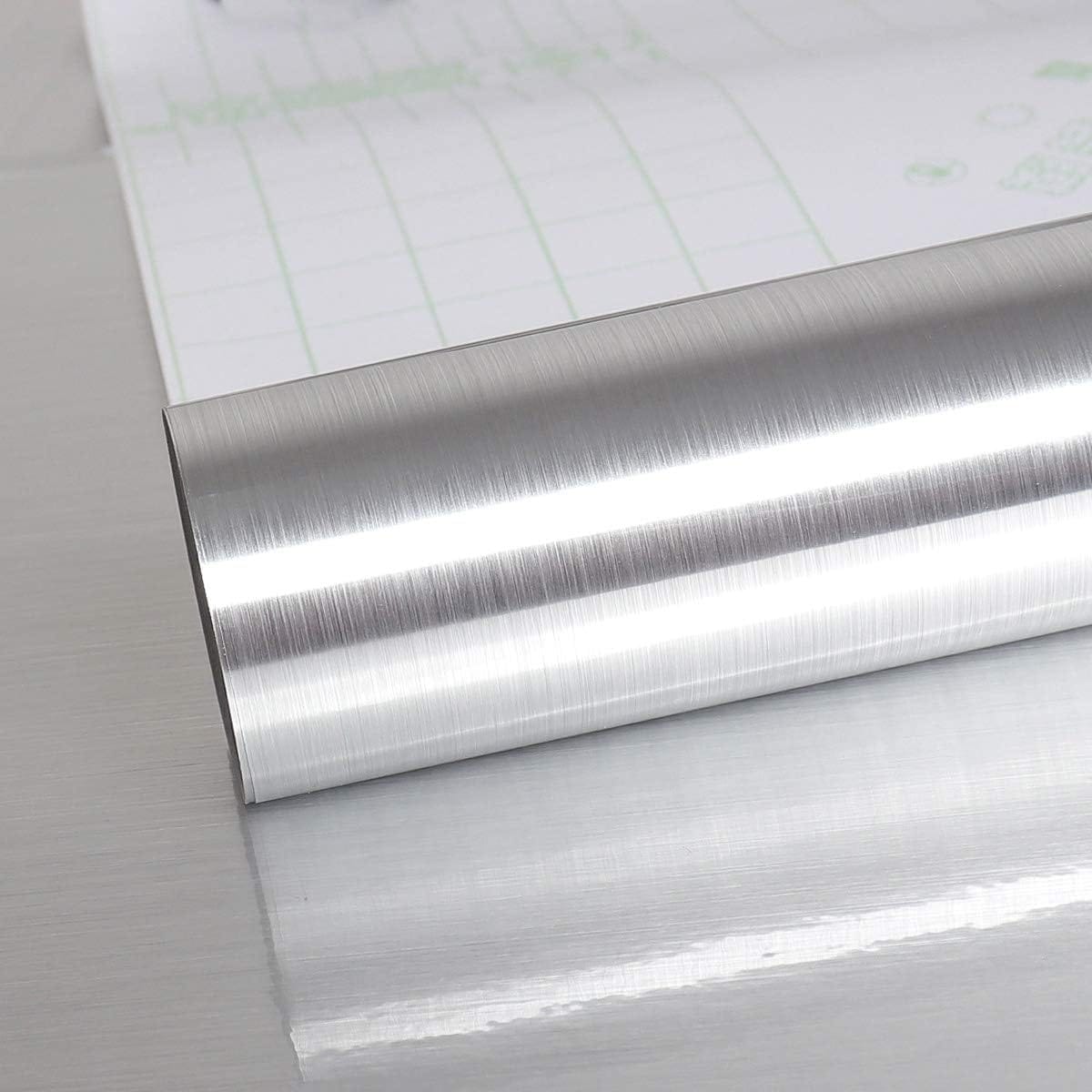 VEELIKE VEELIKE 15.74x118.11 Silver Stainless Steel Contact Paper Rust ...