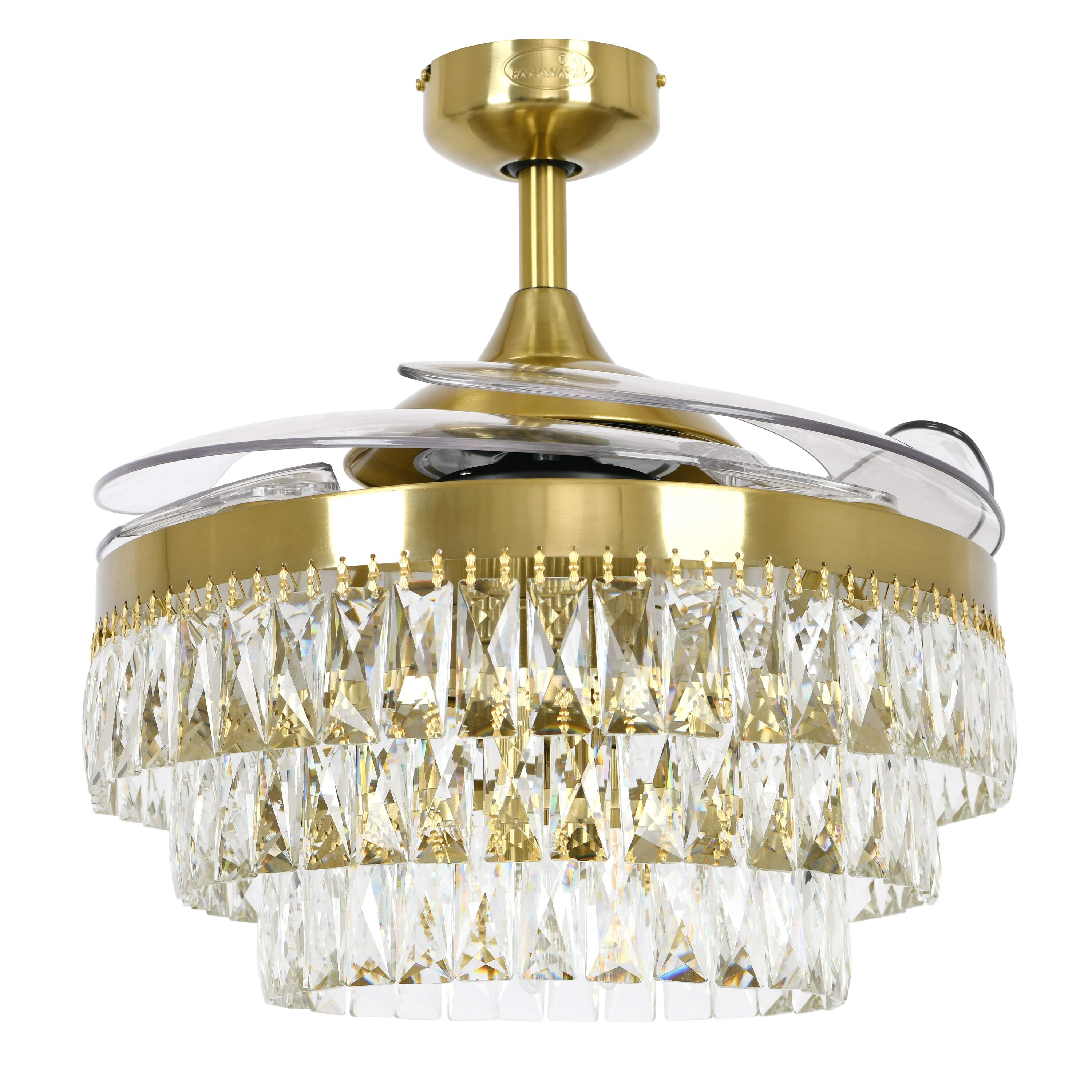 Fanaway Veil 48-in Gold with Clear Blades LED Indoor Fandelier Ceiling ...