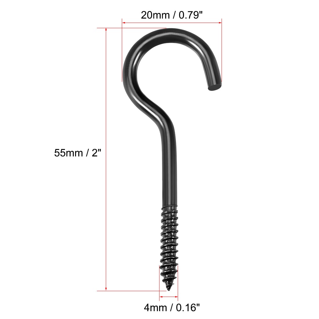 Unique Bargains 2inch Screw Eye Hooks Self Tapping Screws Screw-in ...