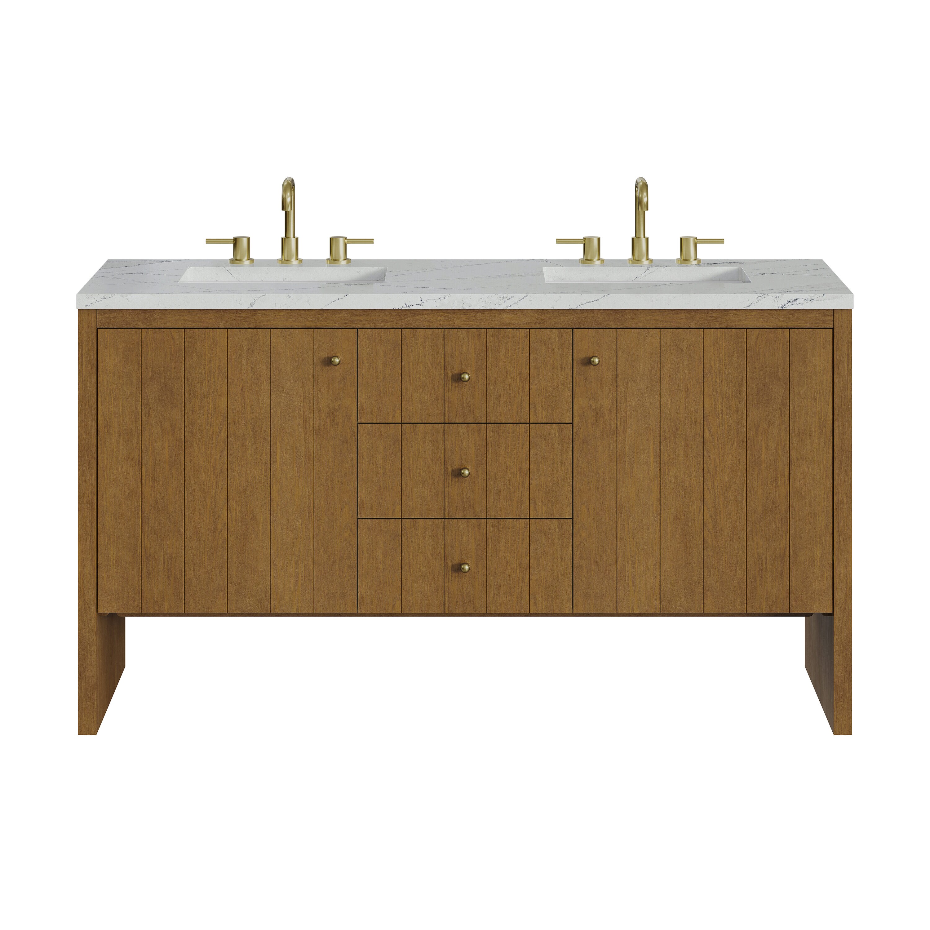 James Martin Vanities Hudson 60-in Honey Oak Undermount Double Sink ...