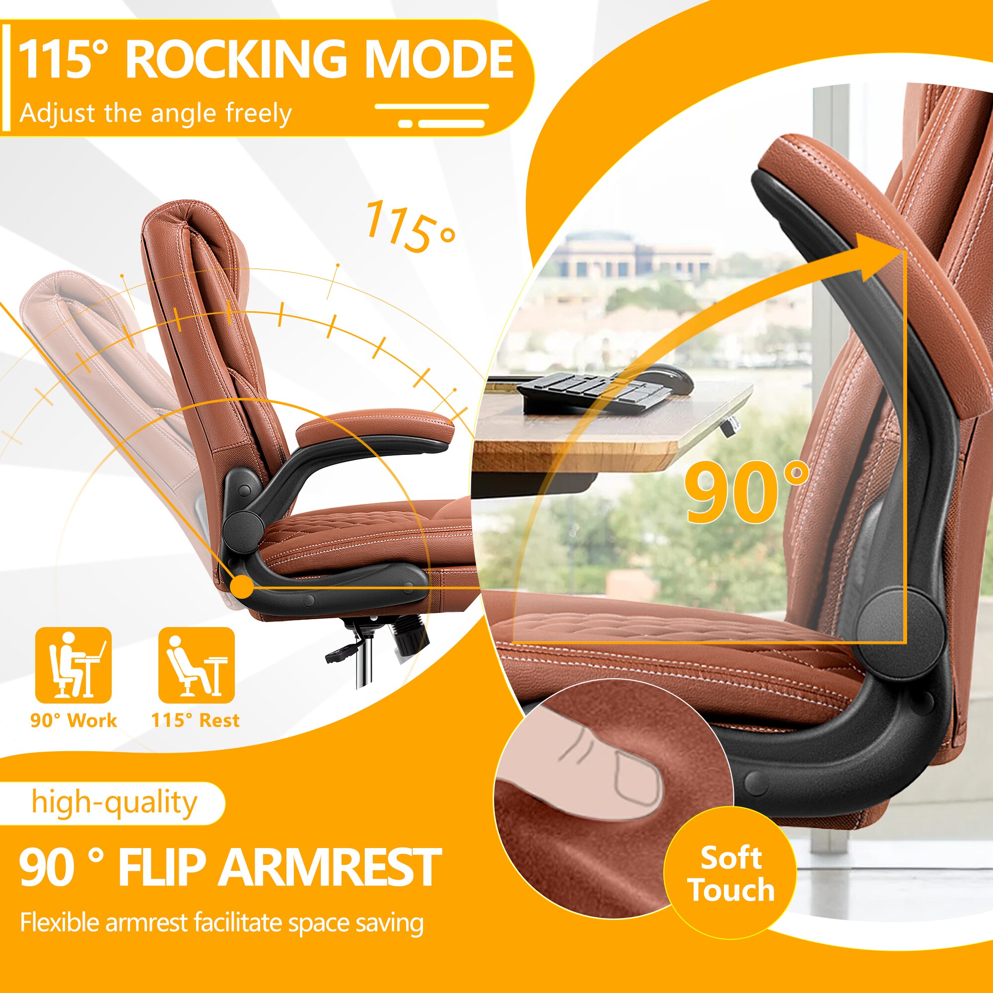 KERDOM High-back Executive Office Chair Ergonomically Designed with a ...