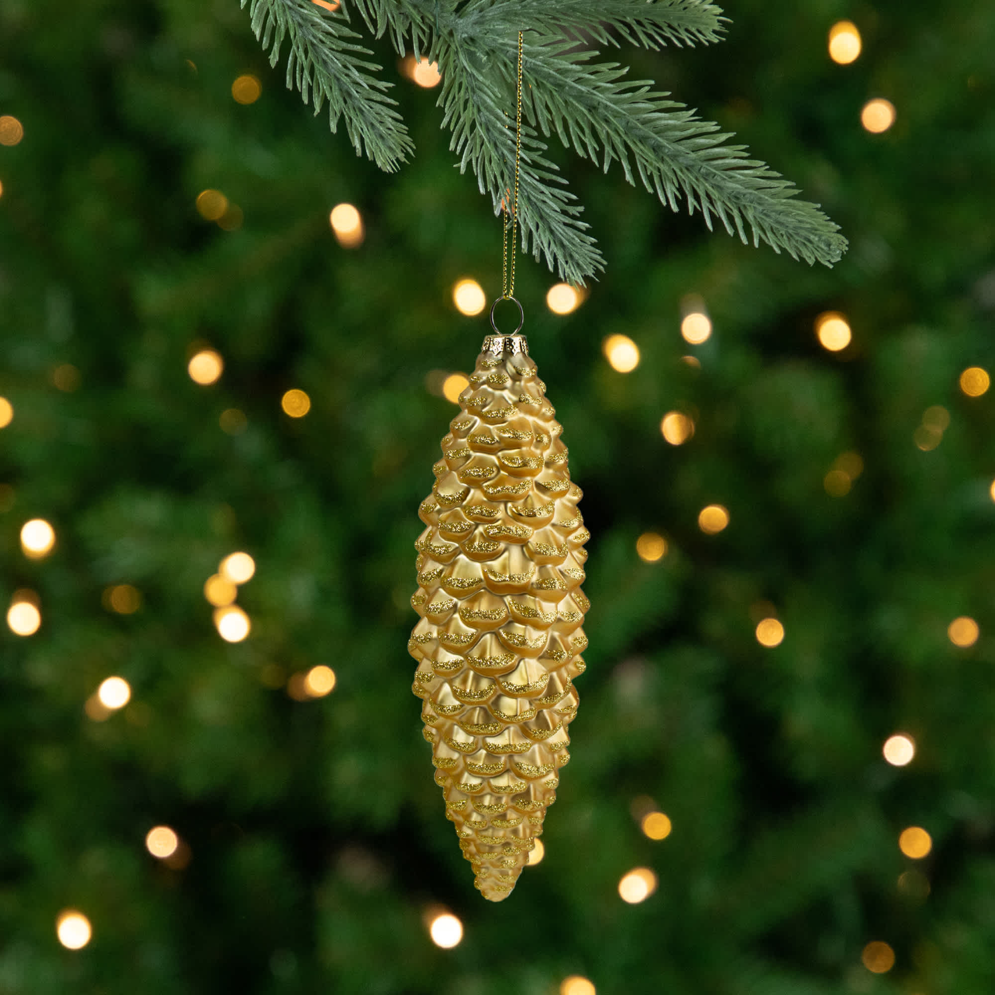 Northlight Glitter Accent Pine Cone Glass Christmas Ornament - 8 inch ...