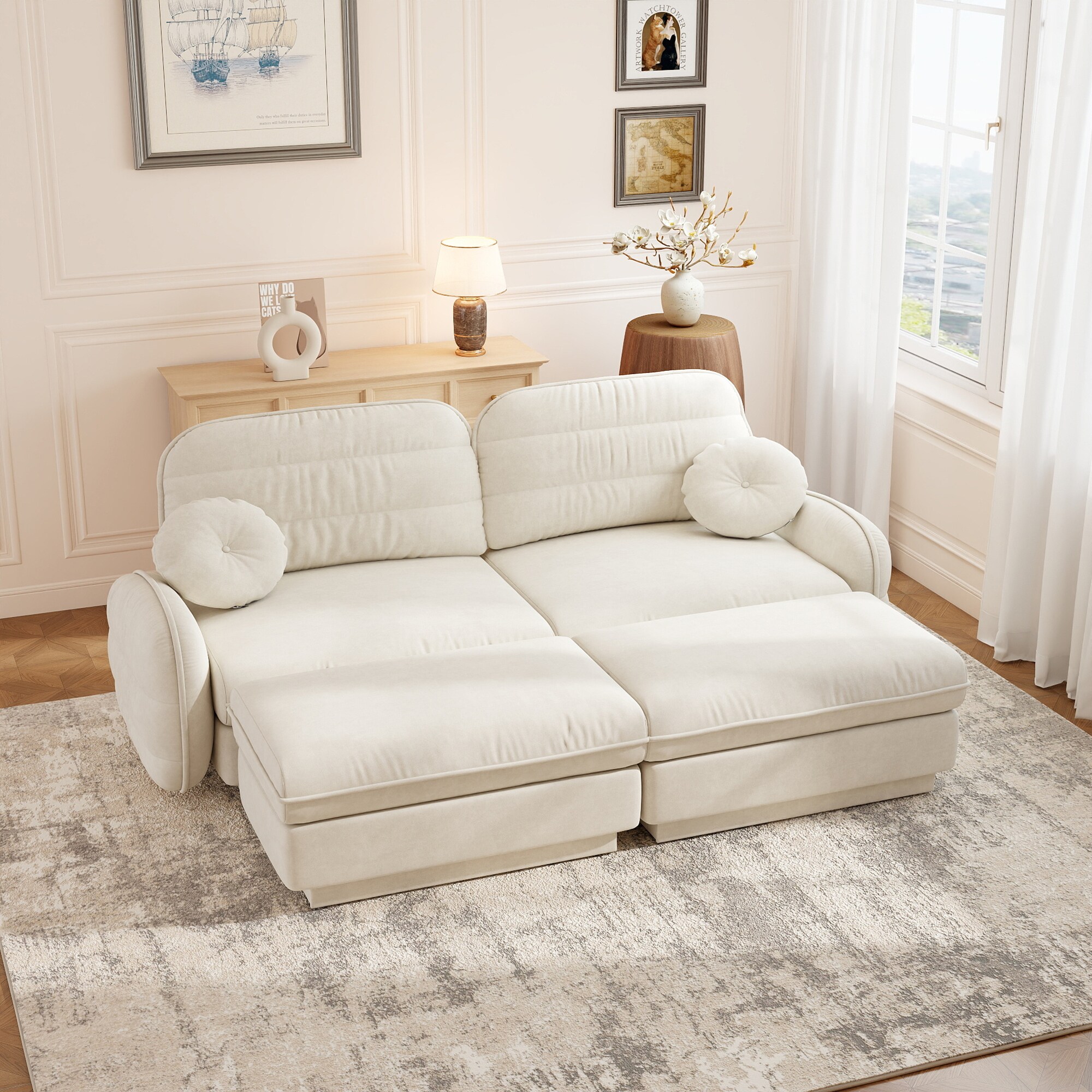 Homy Casa SNUGG 73-In U Shaped Modular Sofa 2-Seater Beige Sectional ...
