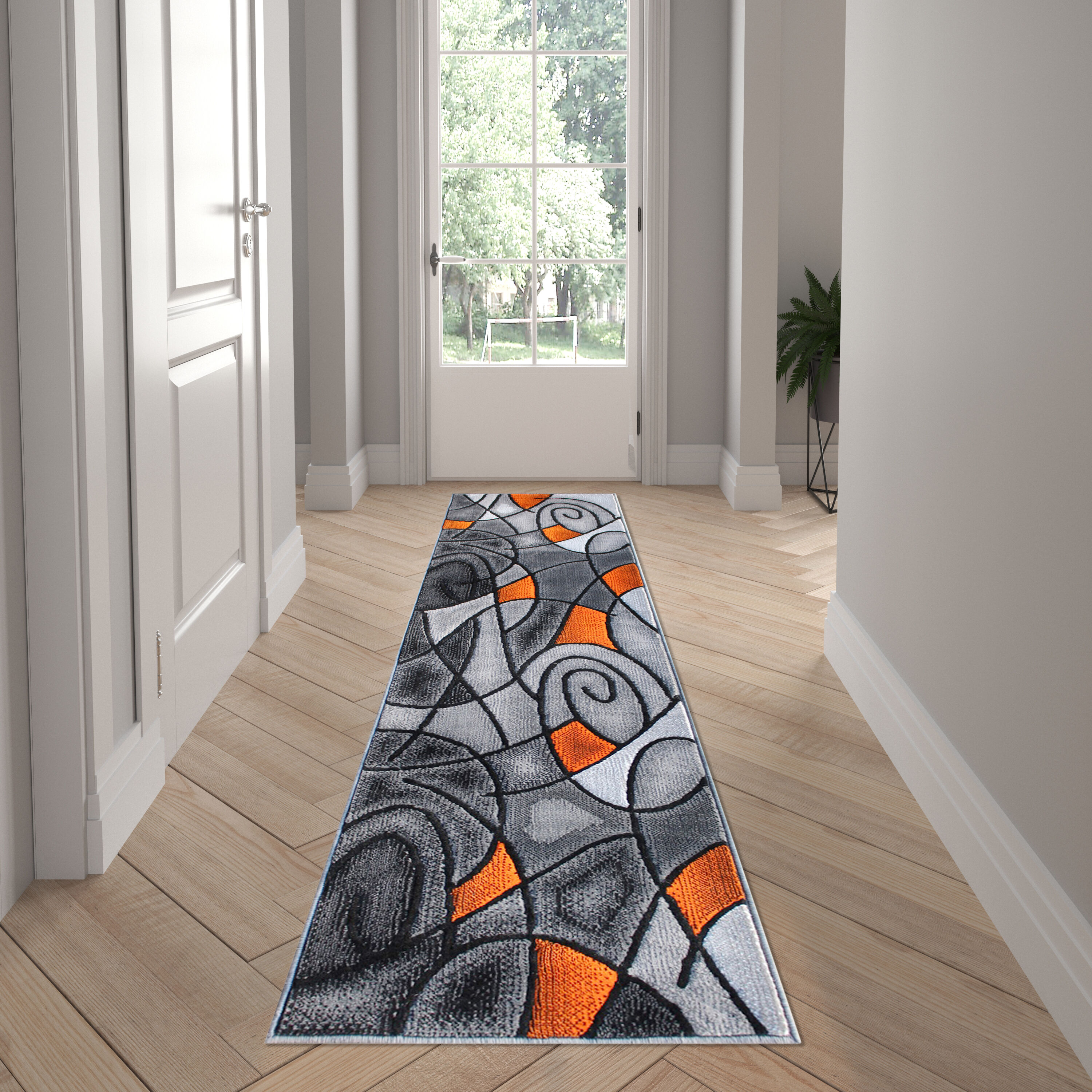 Emma + Oliver Urbane 2x7 Contemporary Abstract Geometric Olefin Accent ...