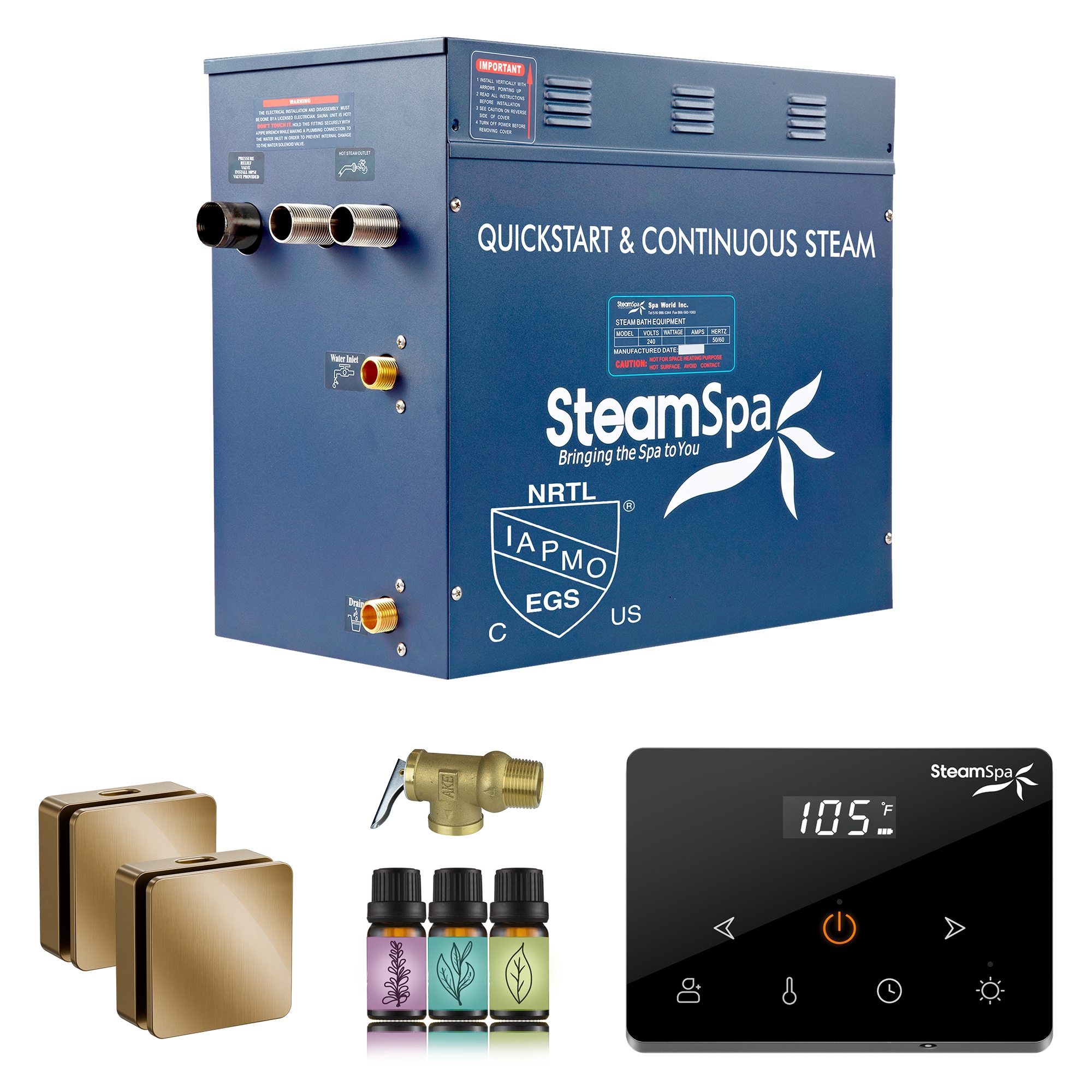 SteamSpa Oasis Series 12000-Watt Brushed Gold Steam Generator in the ...