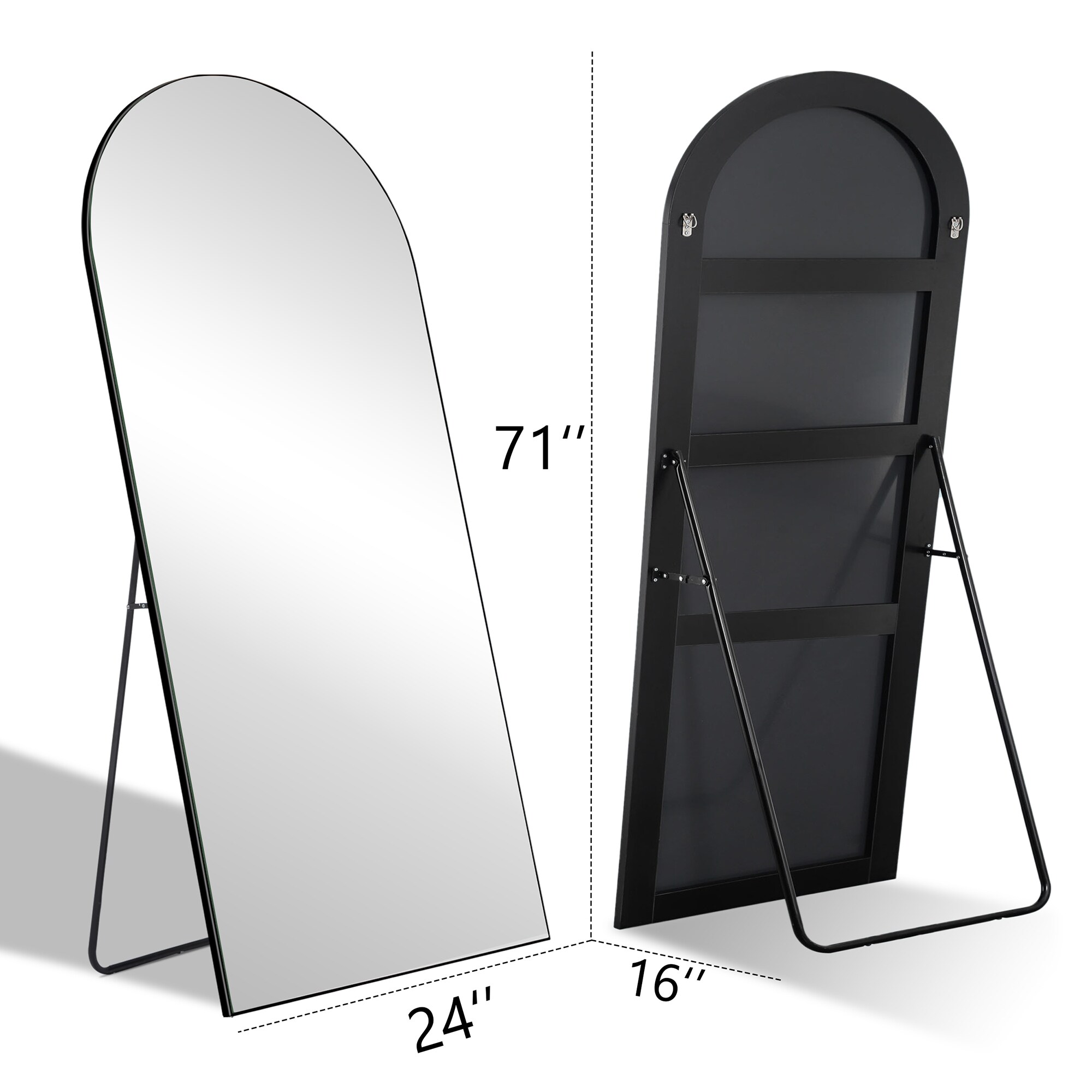 Gaierptone 24-in W x 71-in H Arch Black Framed Full Length Floor Mirror ...
