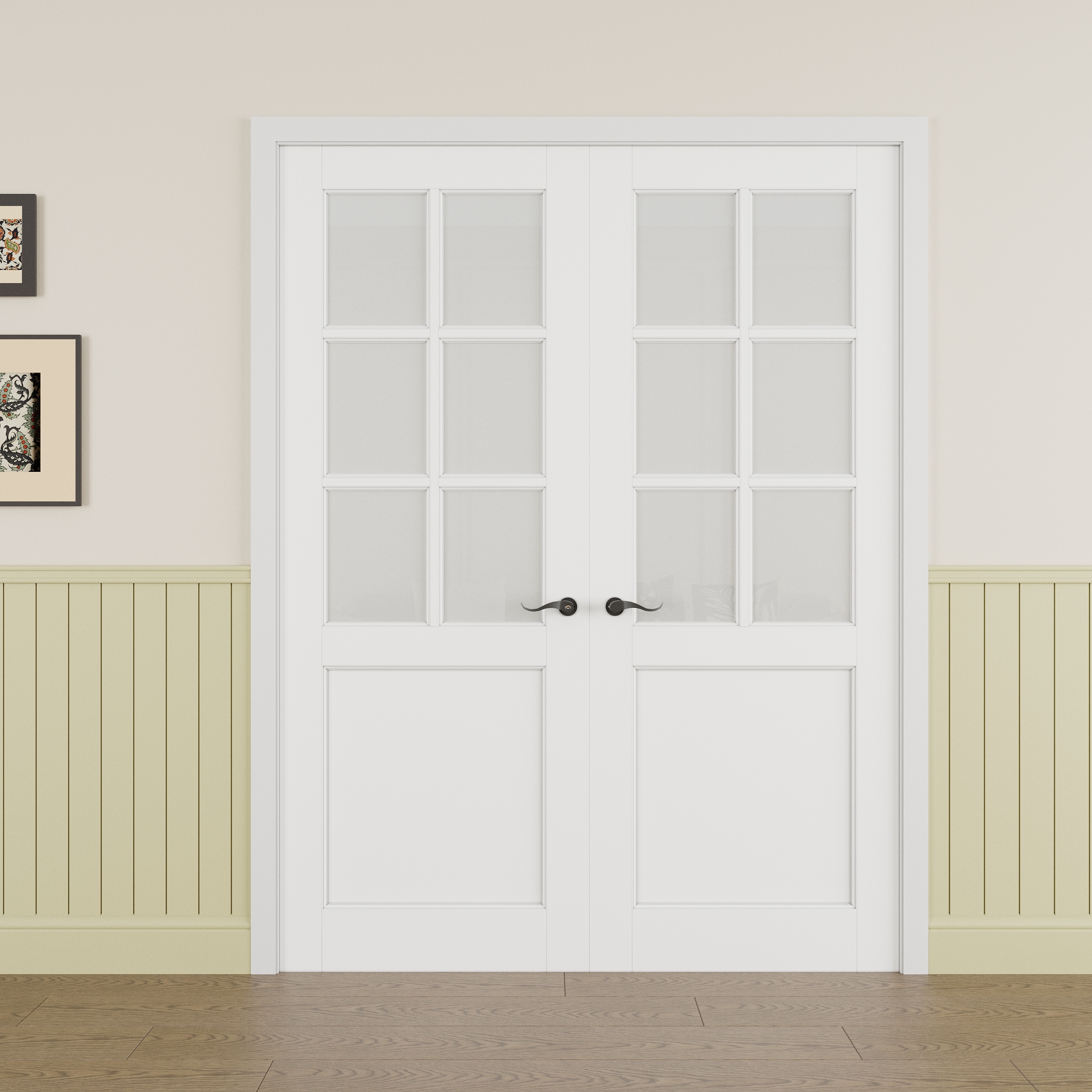 JUJUBON Including Quick Assembly Jamb Kit 60-in x 80-in White MDF Full ...