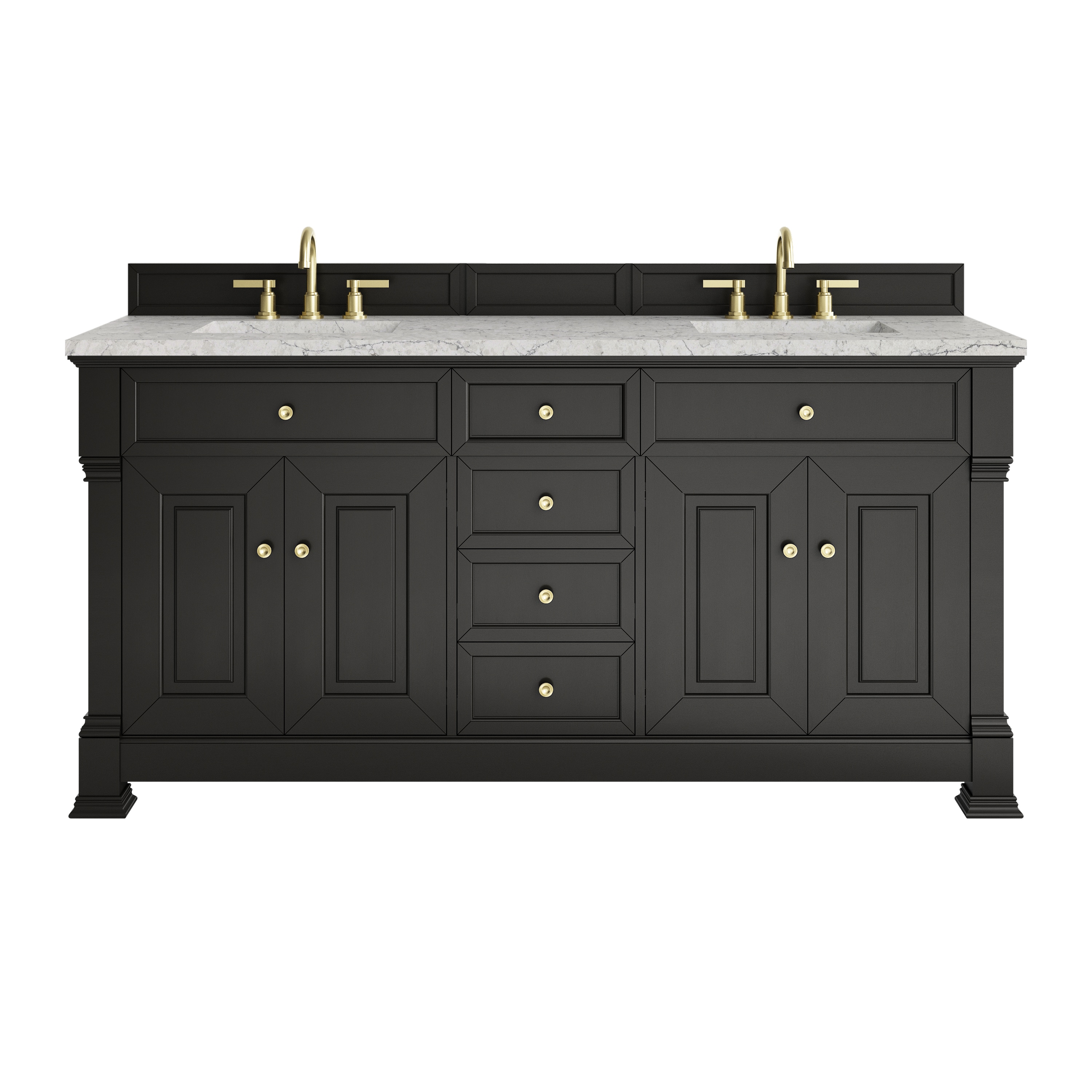 James Martin Vanities Brookfield 72-in Black Onyx Undermount Double ...