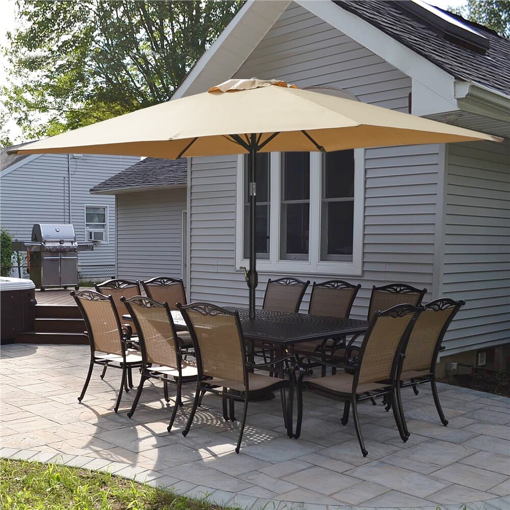 Yaheetech 6.5x10FT Tan Rectangular Crank Operation Patio Umbrella in ...