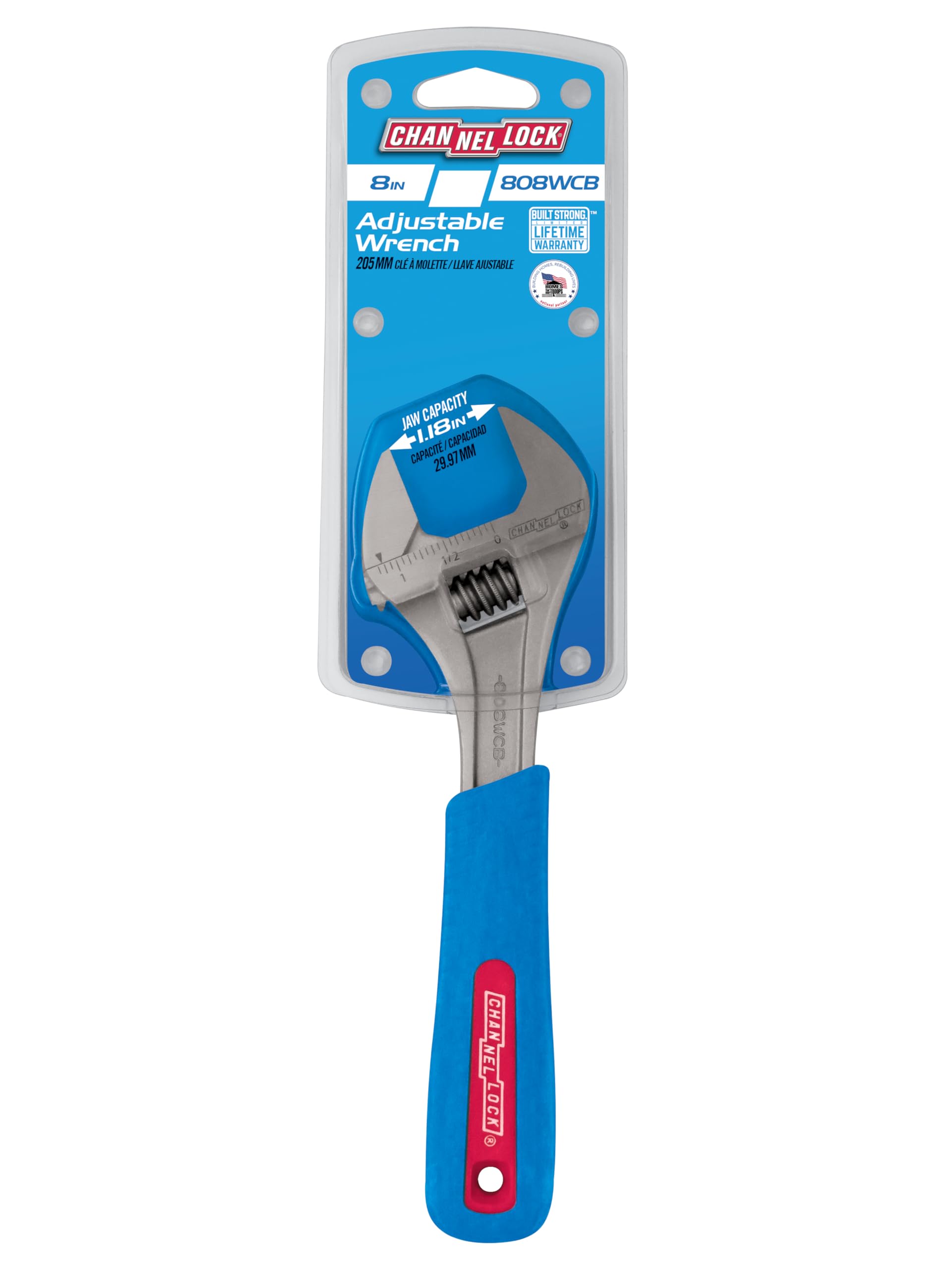 CHANNELLOCK 8Inch Chrome Adjustable Wrench 808WCB with Code Blue Grips ...