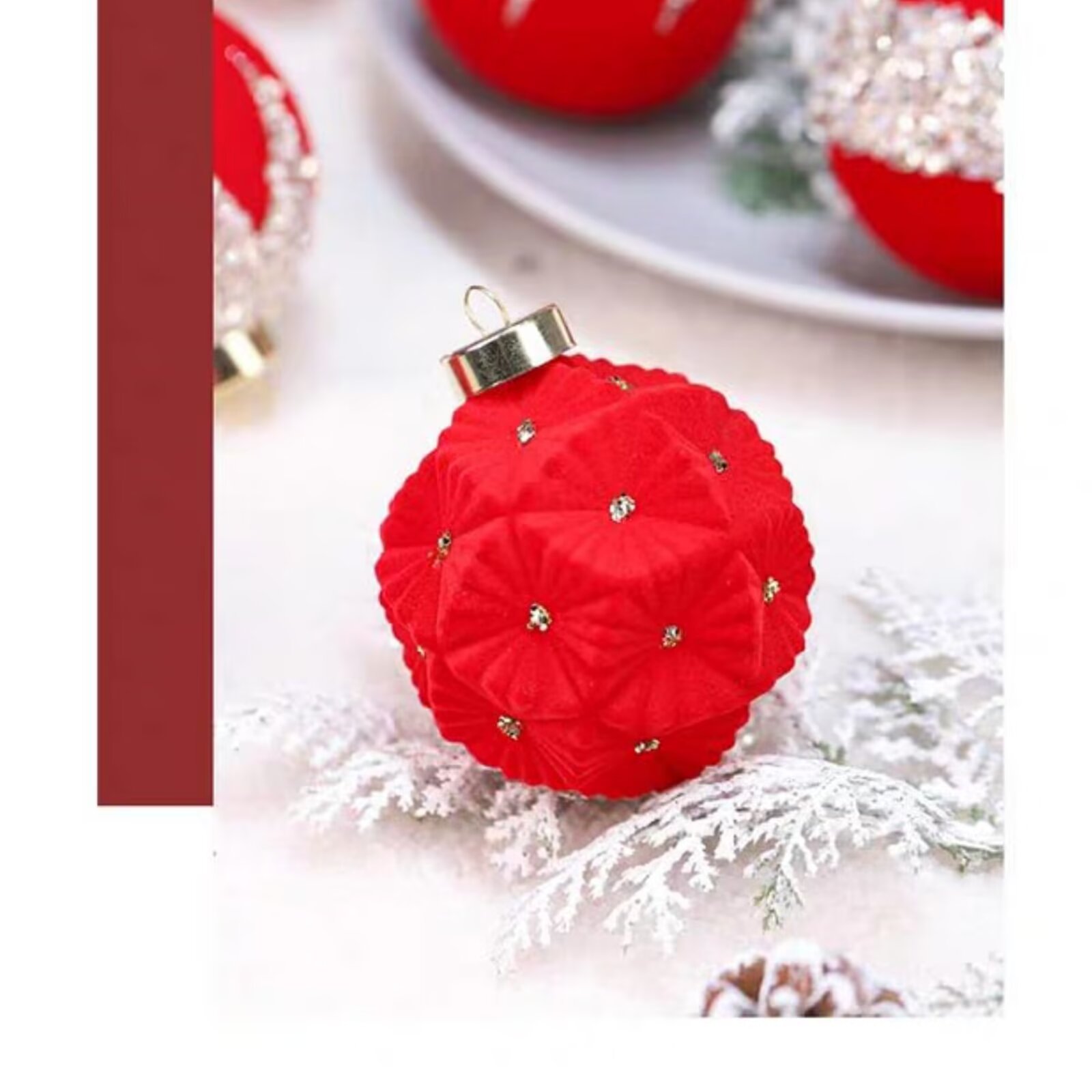 Der Rose 12 PCS 3.15 Inch Multiple Colors Velvet Christmas Ornaments ...