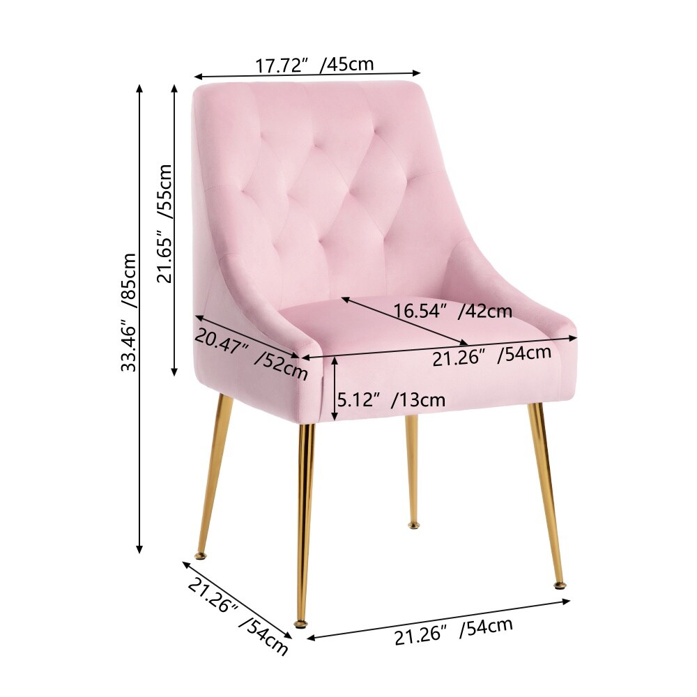 DYHOME Velvet Upholstered Dining Chairs or Vanity Chair Set of 2 with ...