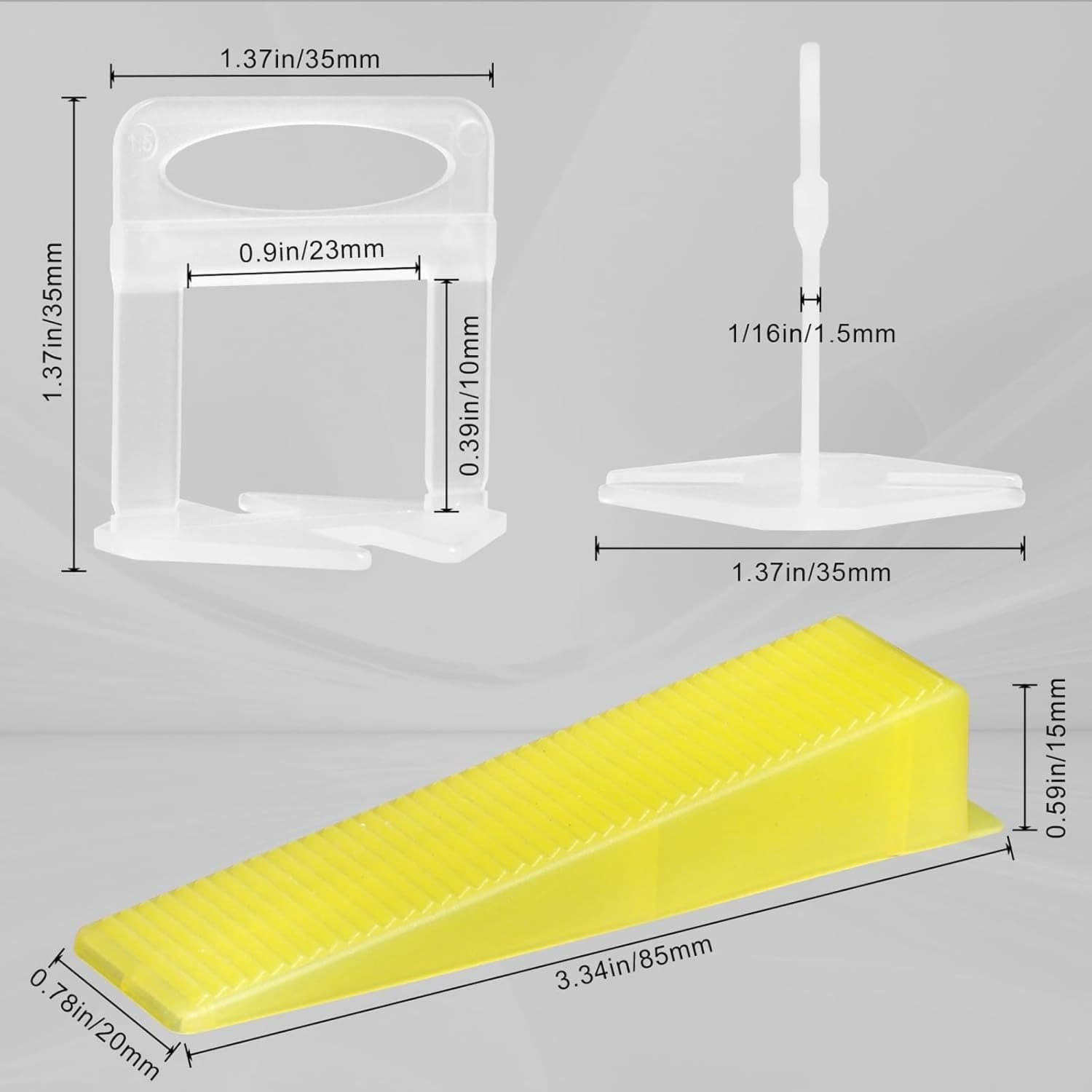 OGETFUUR 1/16 Inch Tile Spacers 1000-PK and Reusable Wedges 200-PK in ...