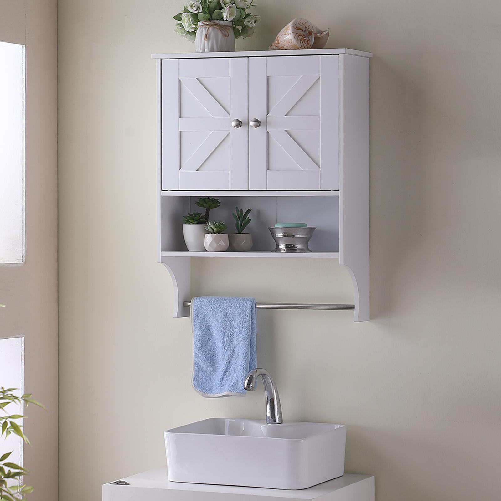 Dimakai White Over The Toilet Storage Cabinet Farmhouse Style with 2 ...