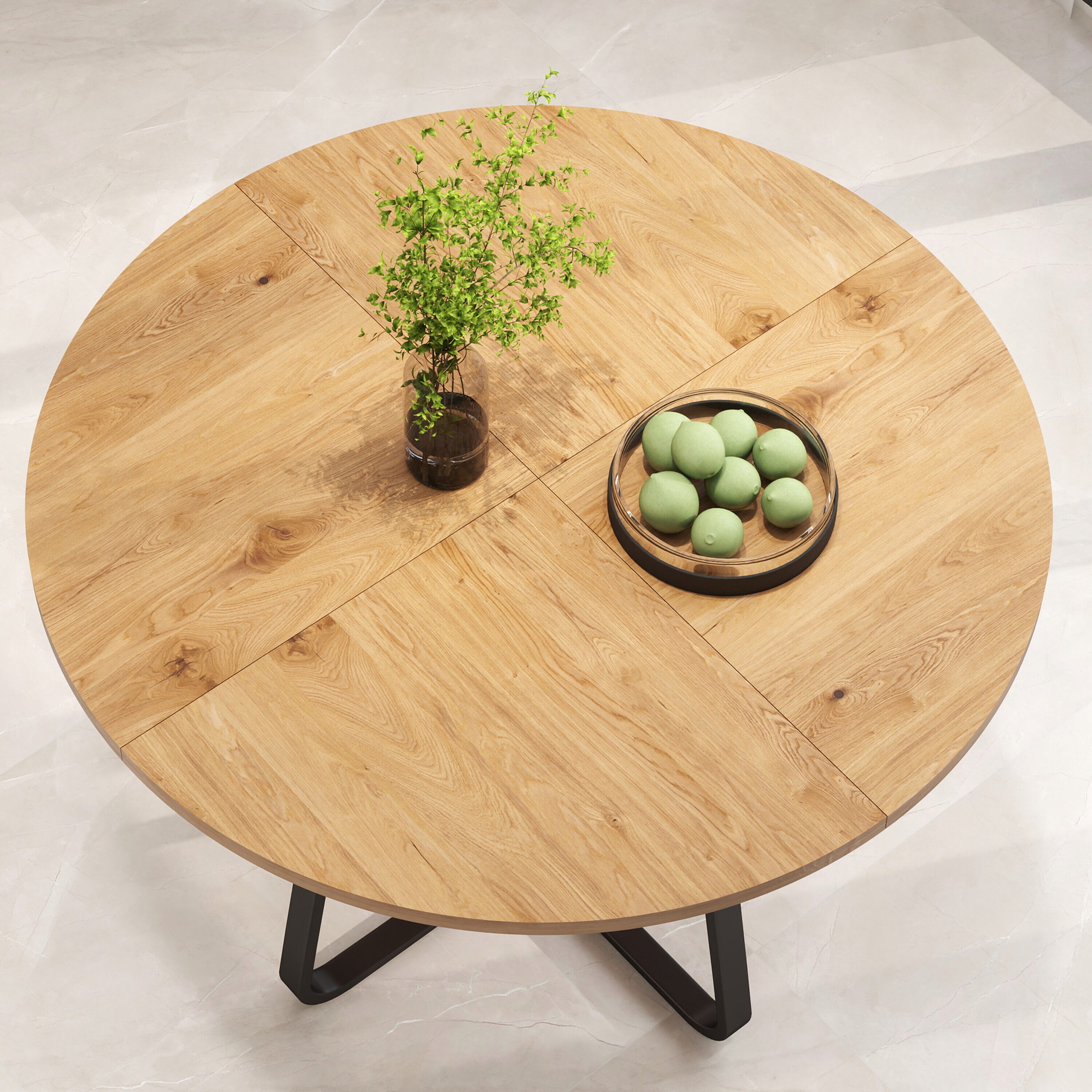 Blisstyle 43.3 Inch Round Dining Table for 4 6 People Mdf Wood Tabletop ...