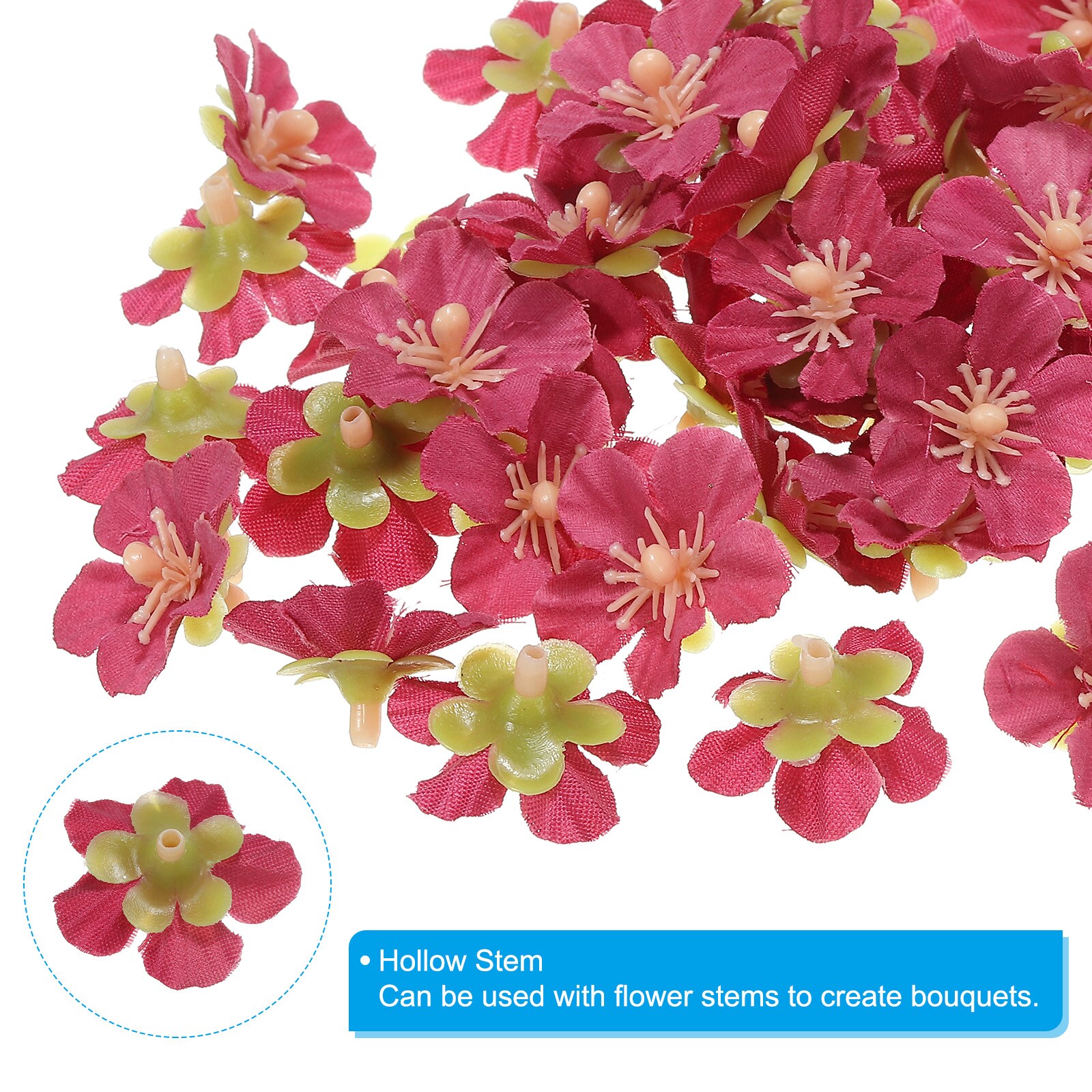PATIKIL 0.98 Inch Artificial Cherry Blossom Flower Heads 50pcs Silk ...