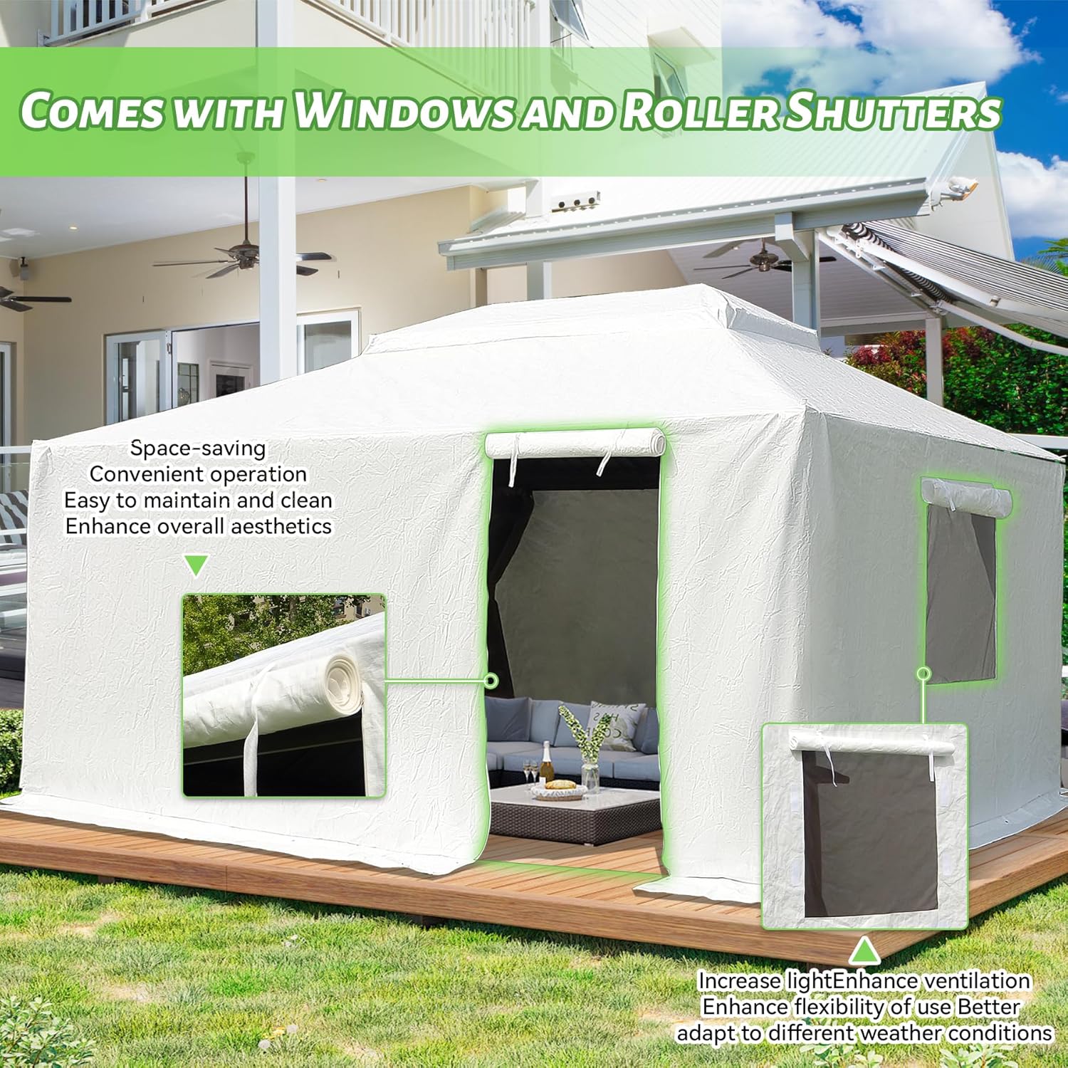 Tinyhomie 12x16 Gazebo Cover for Hardtop Gazebos All Season Waterproof ...