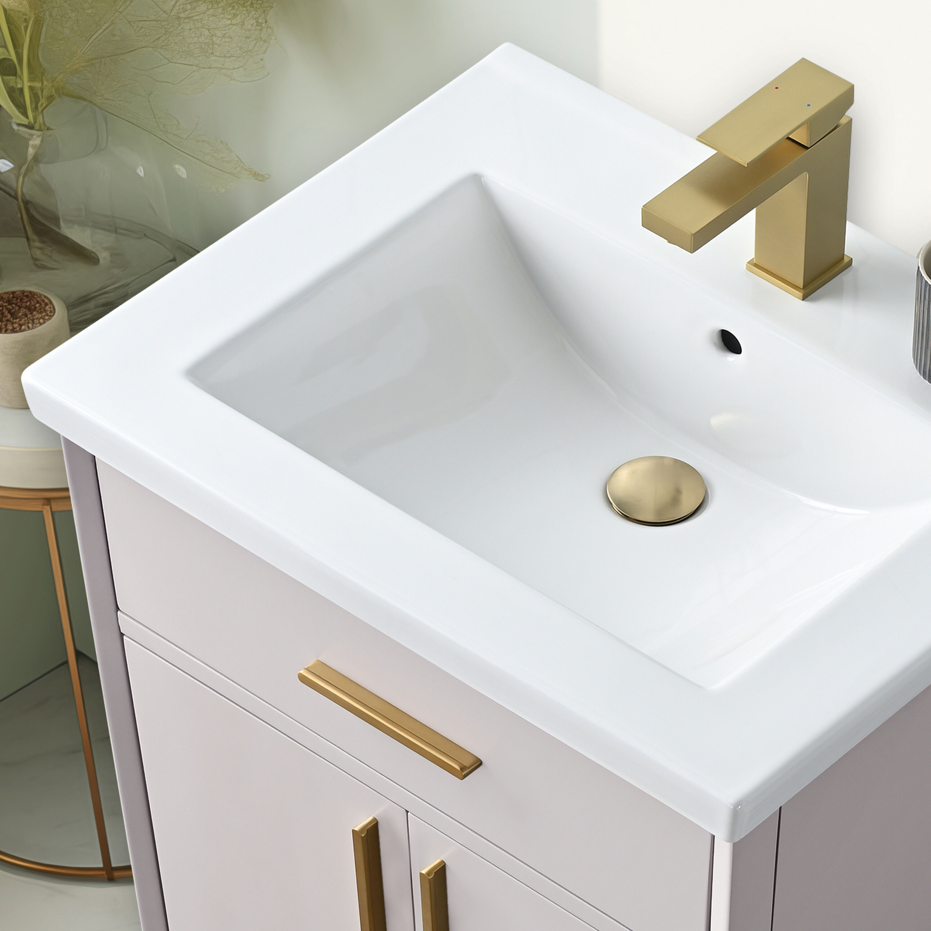 Sudio Design NOLAN 24-in Taupe Single Sink Bathroom Vanity with White ...