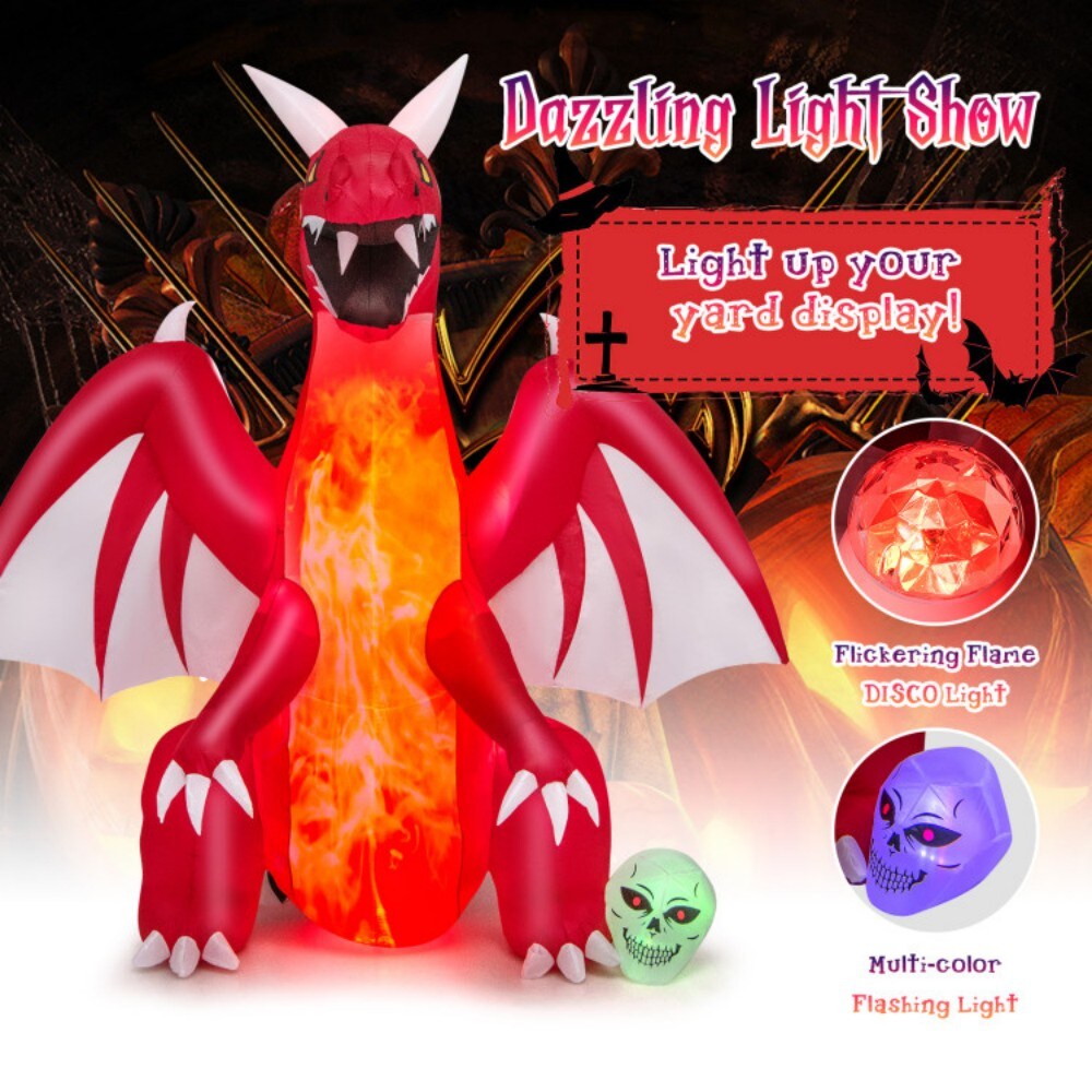 Boyel Living Giant 8ft Glowing Inflatable Red Dragon Halloween ...