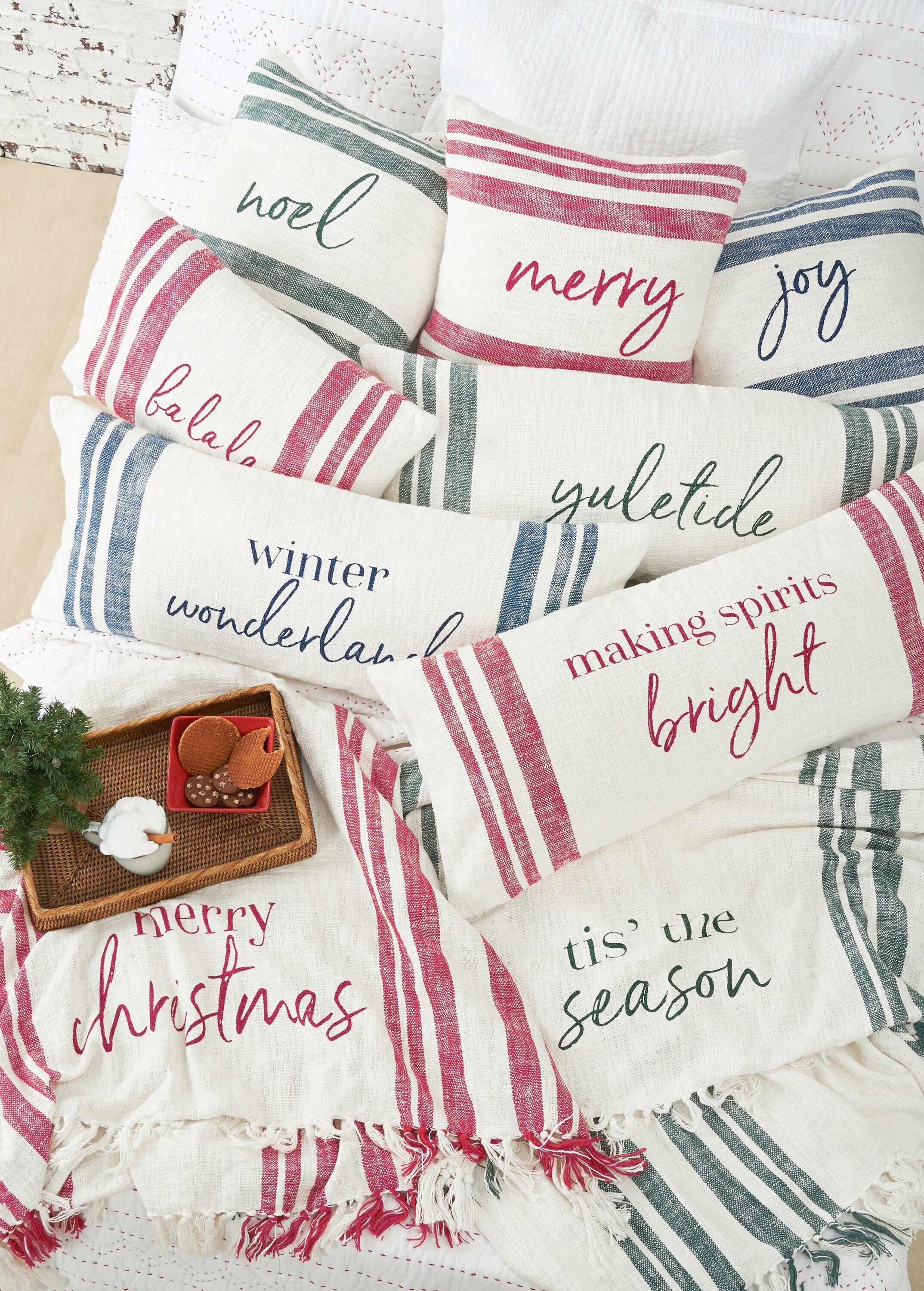 carol & frank Morgan Red Striped " Fa La La" 100% Cotton Christmas ...