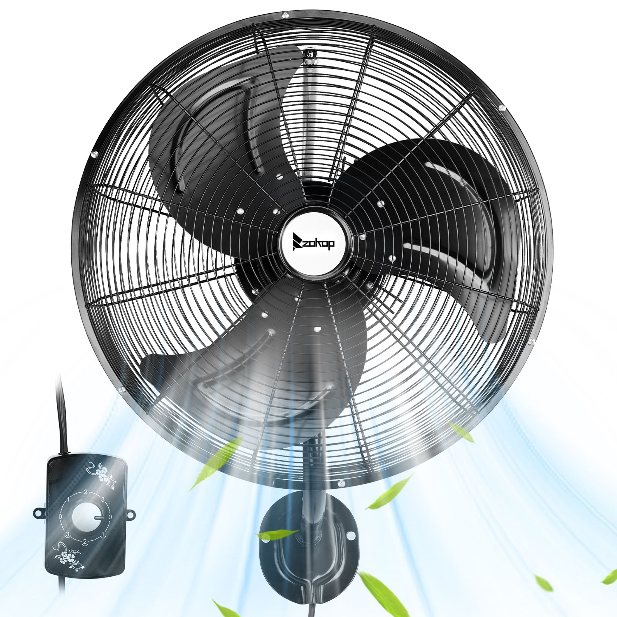 Winado 18 inch 3-Speed Industrial Electric Wall-Mount Fan in Black in ...