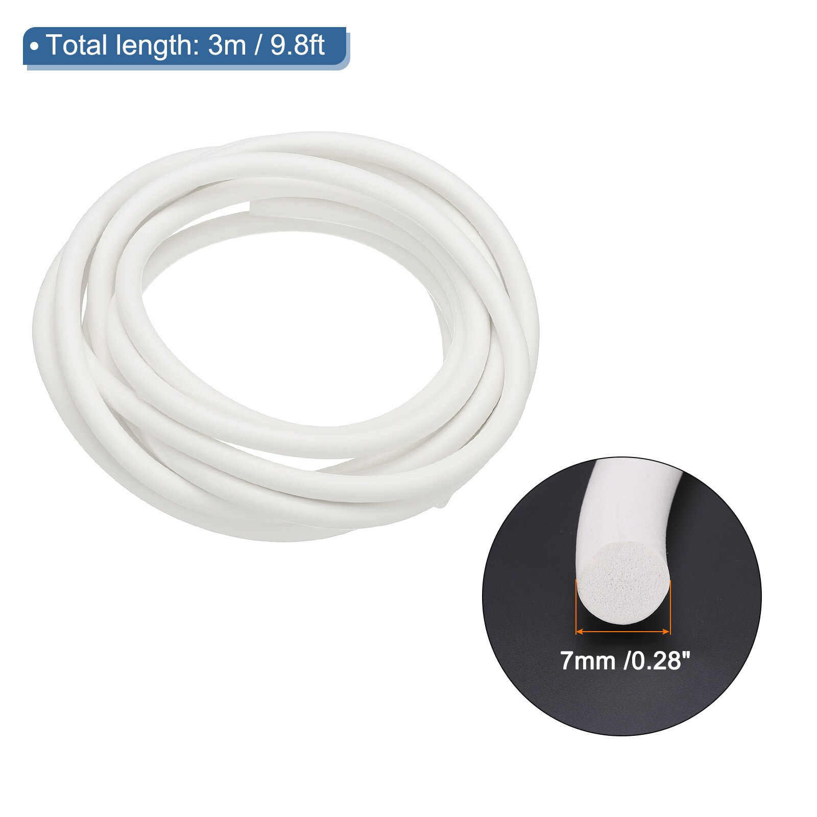 PATIKIL Silicone Foam Seal Strip 3 M 7mm Dia Backer Rod Round High ...