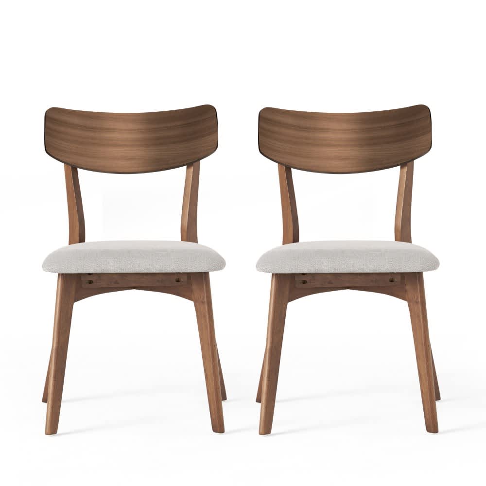 Coolbibila Set of 2 Mid Century Armless Light Beige Fabric Upholstered ...