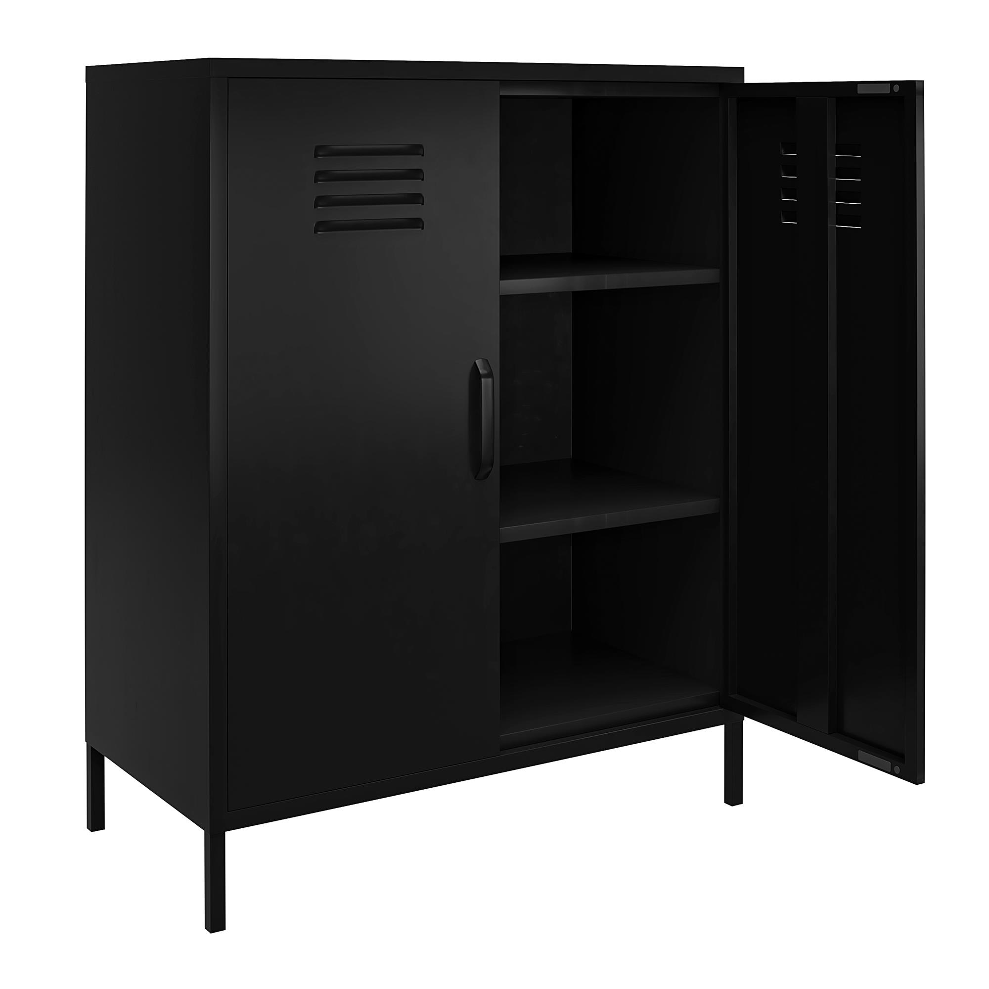 RealRooms Mission District 2 Door Metal Locker Storage Cabinet, Black ...