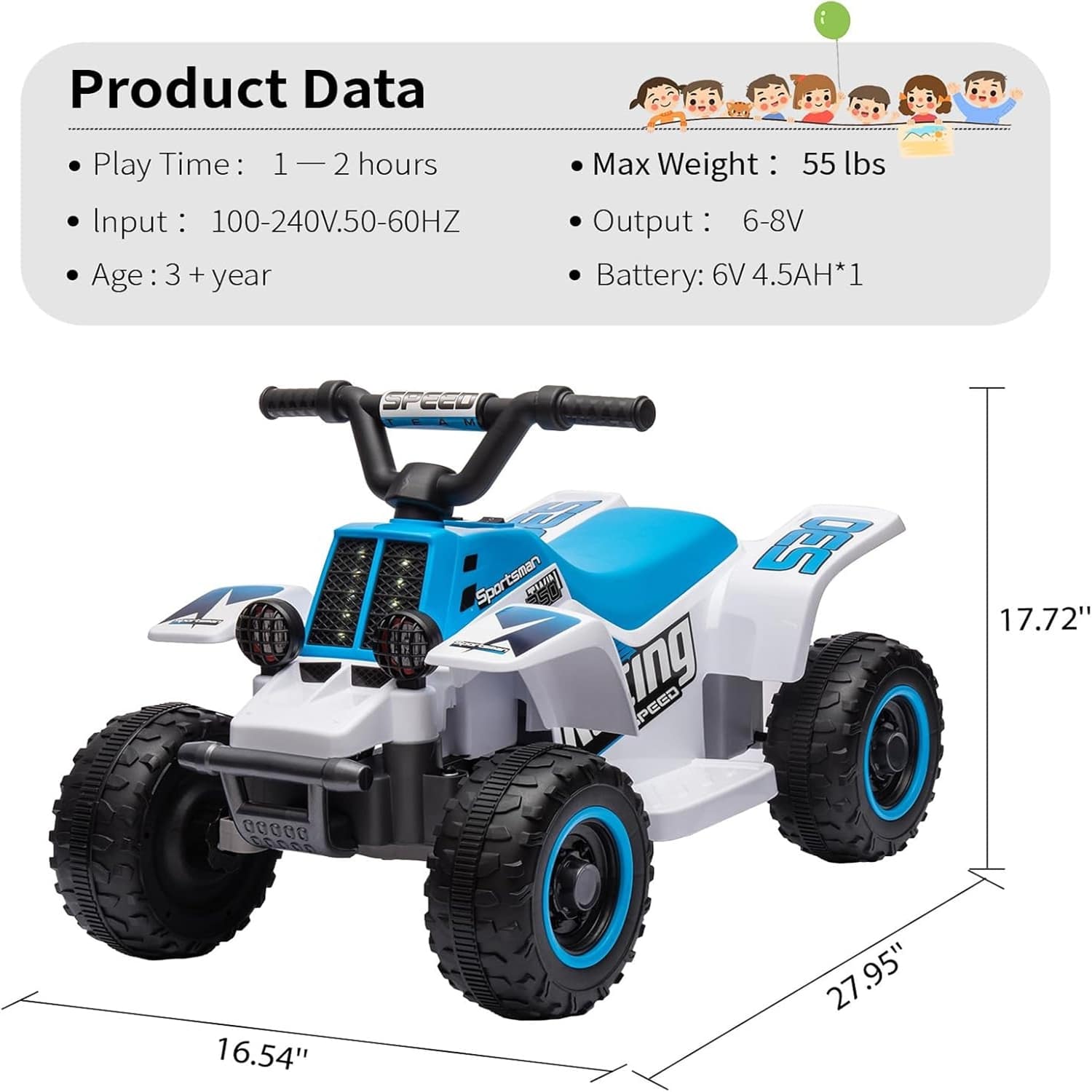 Garvee 6v Kids ATV Four Wheel Driving Toy Car - 2MPH Electric Four ...